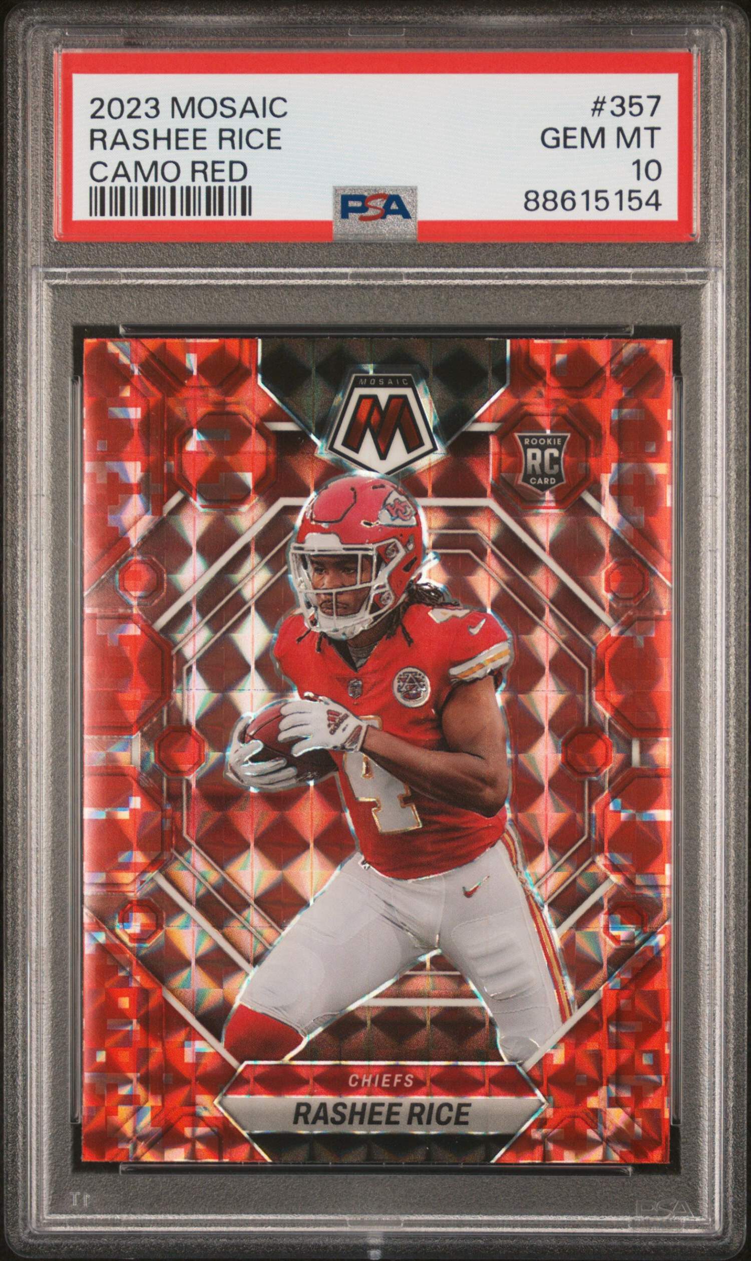 Graded 2023 Panini Mosaic Rashee Rice #357 Camo Red Rookie RC Football ...