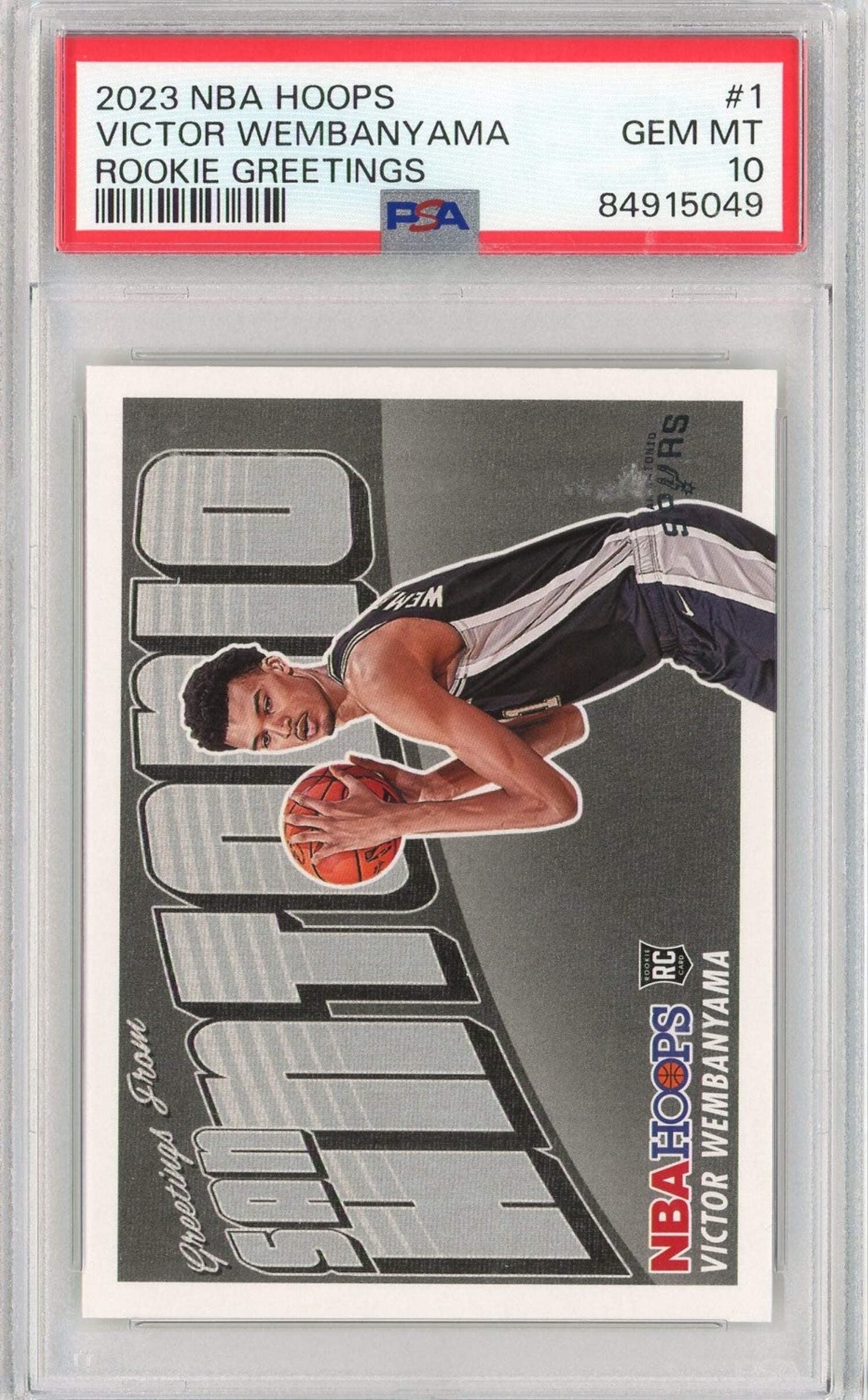 Graded 2023 Panini NBA Hoops Victor Wembanyama #1 Rookie Greetings ...
