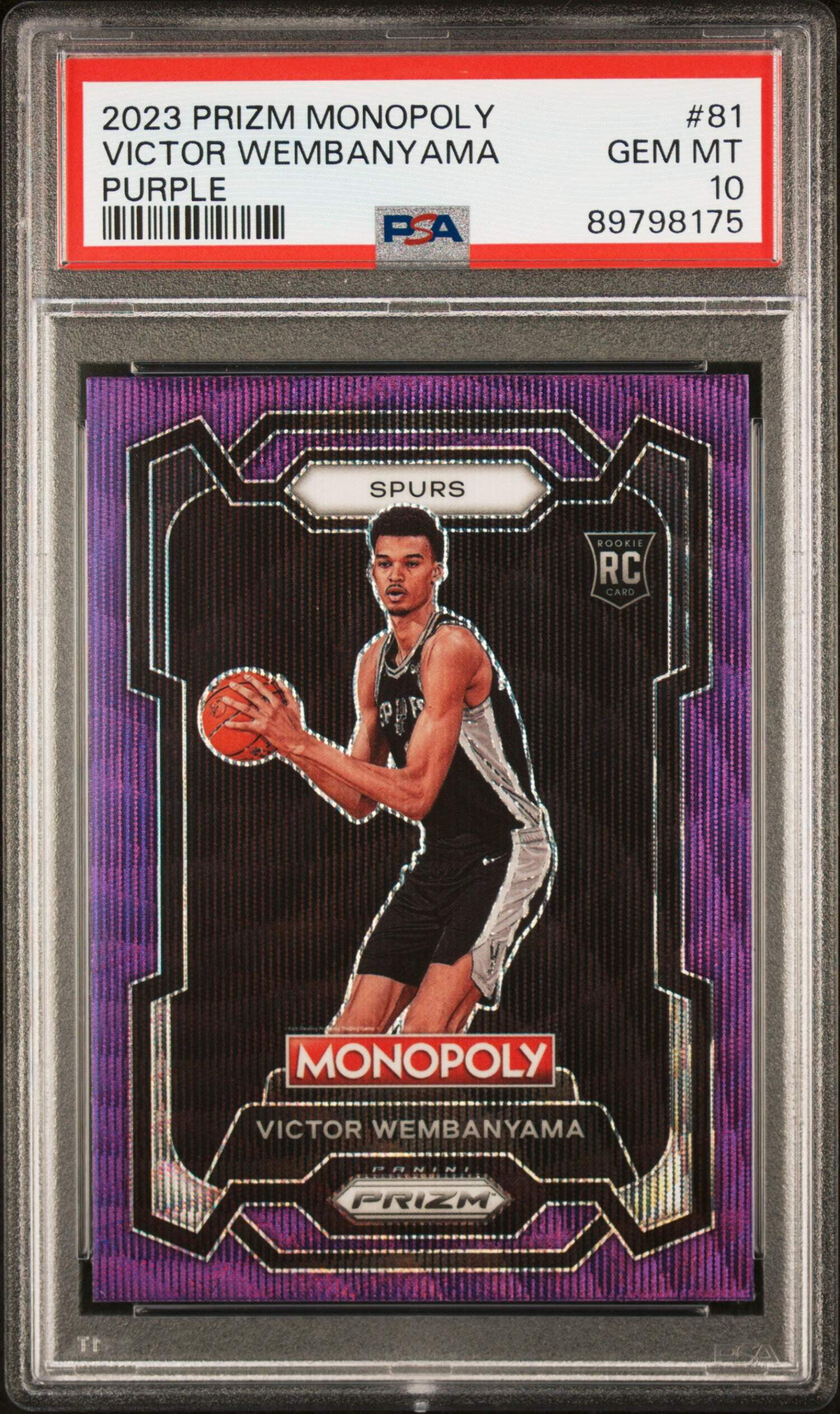 Graded 2023 Panini Prizm Monopoly Victor Wembanyama #81 Purple Rookie ...