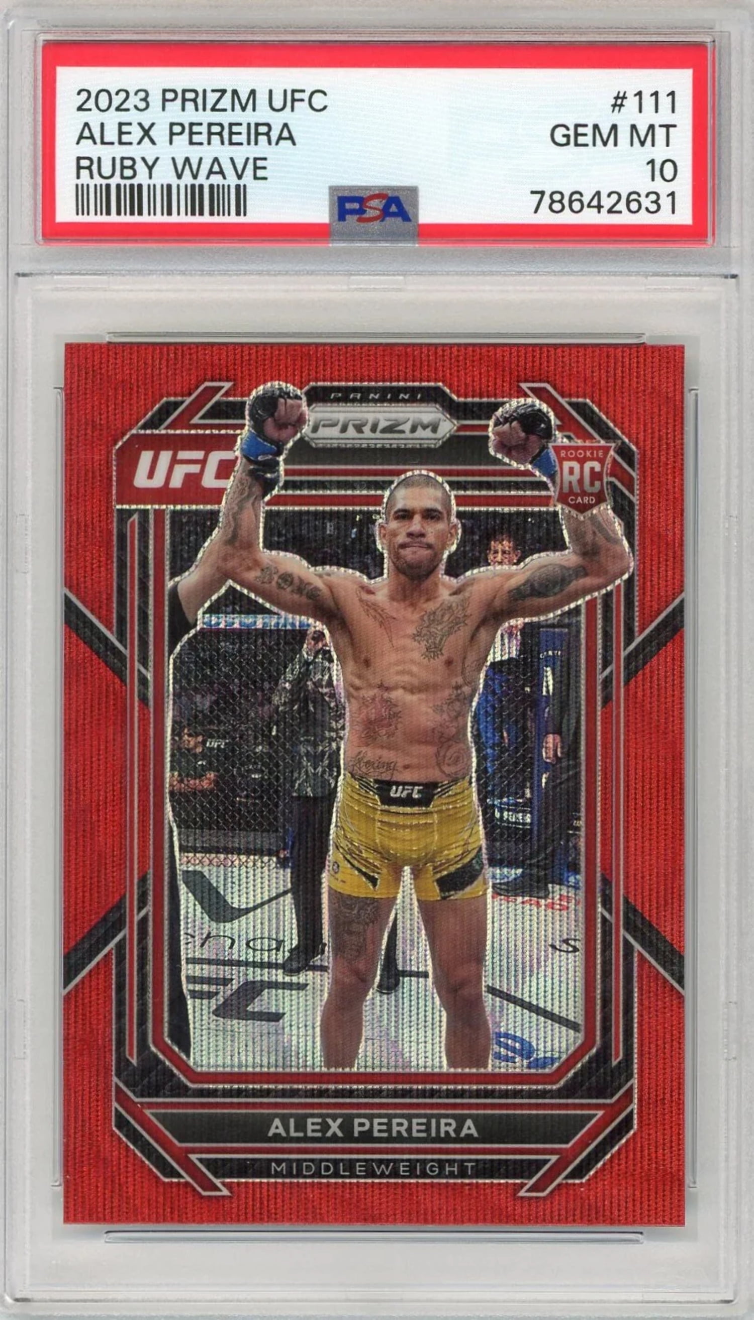 Graded 2023 Prizm UFC Alex Pereira #111 Ruby Wave Rookie RC UFC MMA ...