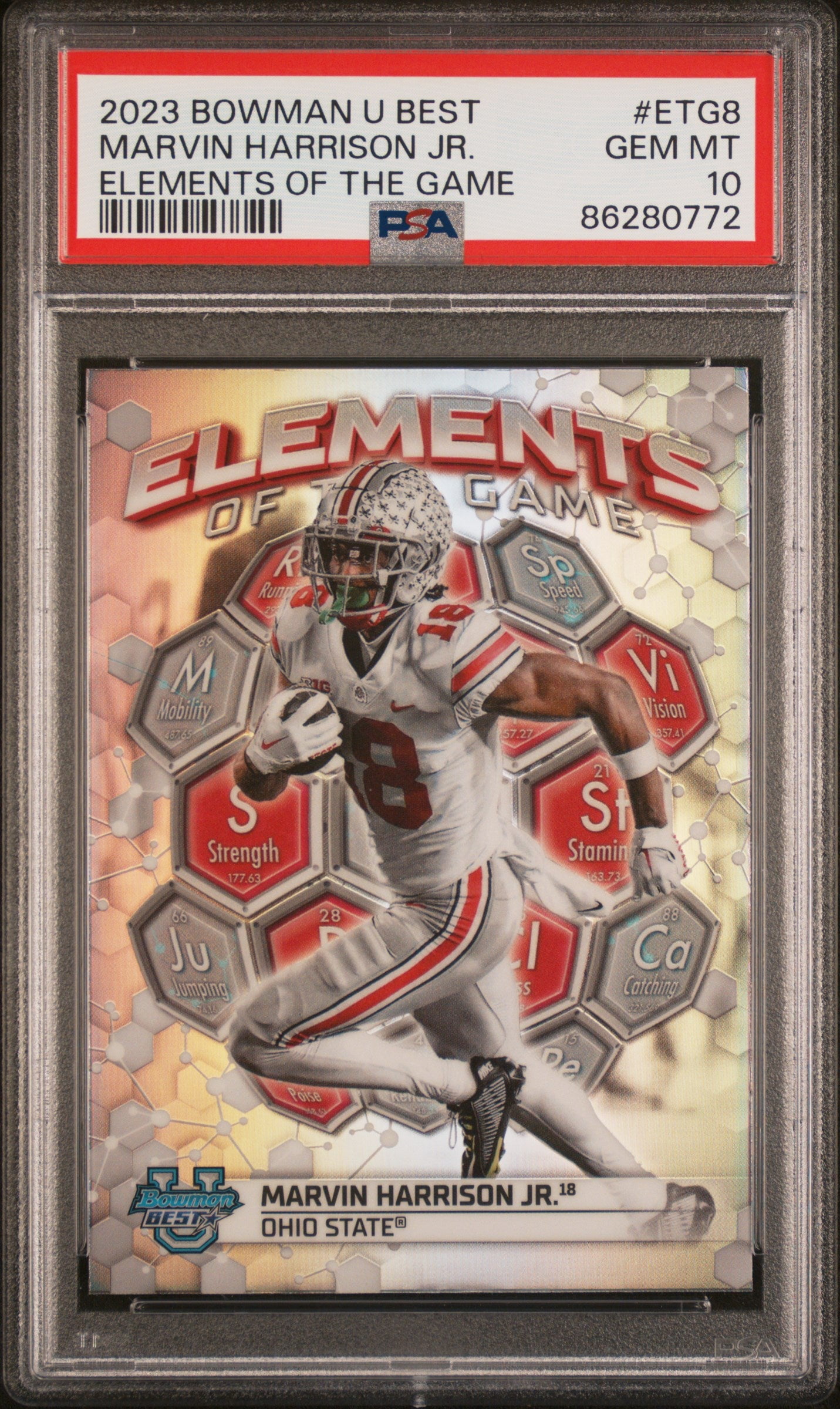 Graded 2023 Topps Bowman U Best Marvin Harrison Jr #ETG8 Elements of the Game Rookie RC Football ...