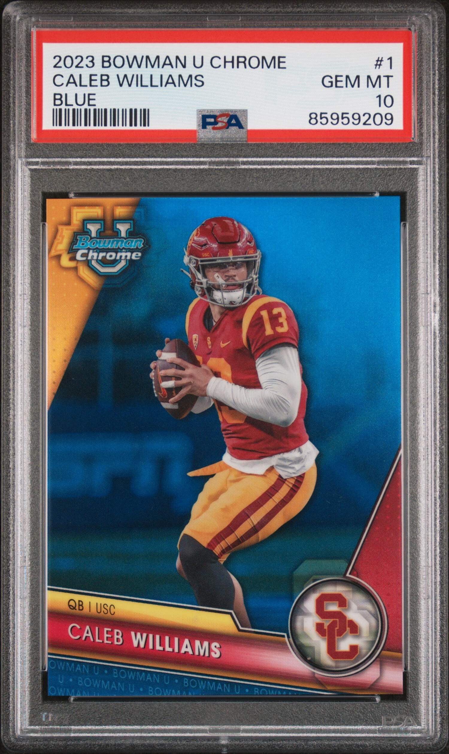 Graded 2023 Topps Bowman U Chrome Caleb Williams #1 Blue #/199 Rookie ...