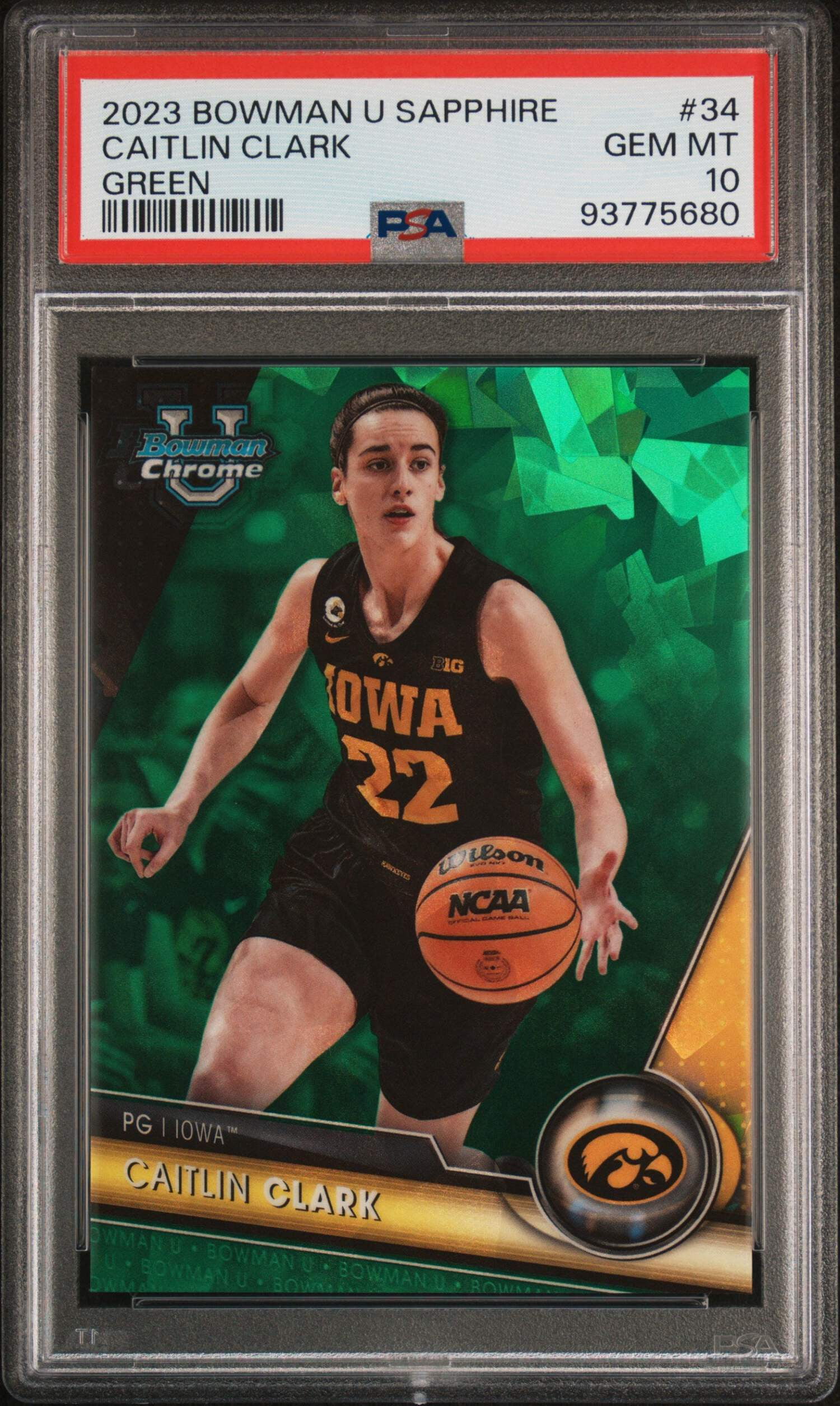 Graded 2023 Topps Bowman U Sapphire Caitlin Clark #34 Green #/99 Rookie ...