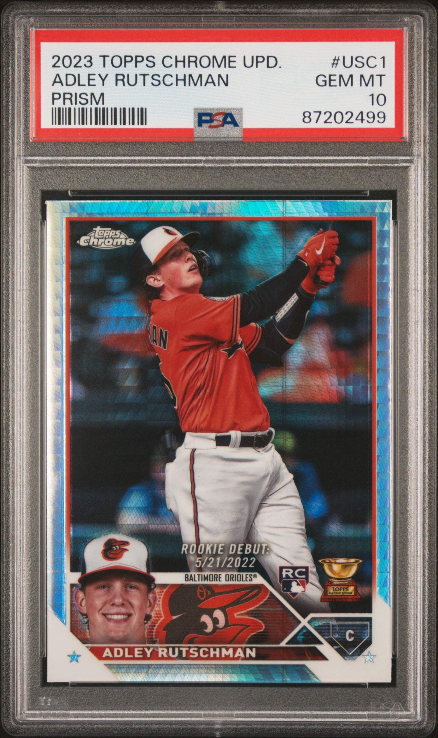 Graded 2023 Topps Chrome Update Adley Rutschman #USC1 Prism Rookie RC ...