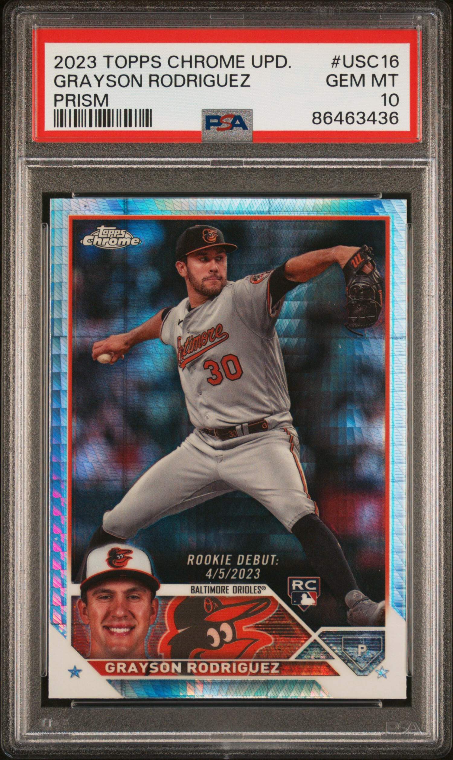 Graded 2023 Topps Chrome Update Grayson Rodriguez #USC16 Prism Rookie ...