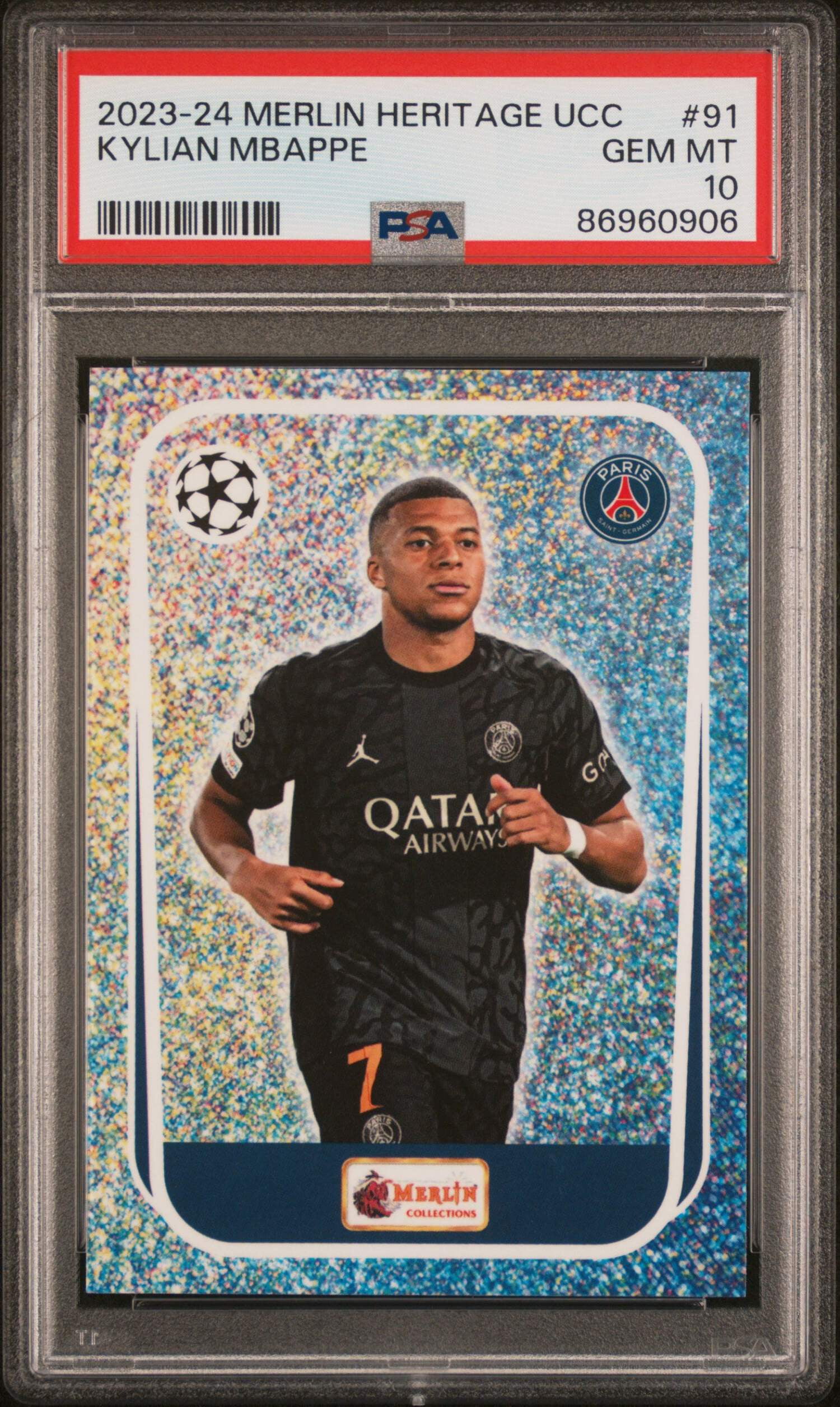 Graded 2023 Topps Merlin Heritage UCC Kylian Mbappe #91 Soccer Card PSA ...