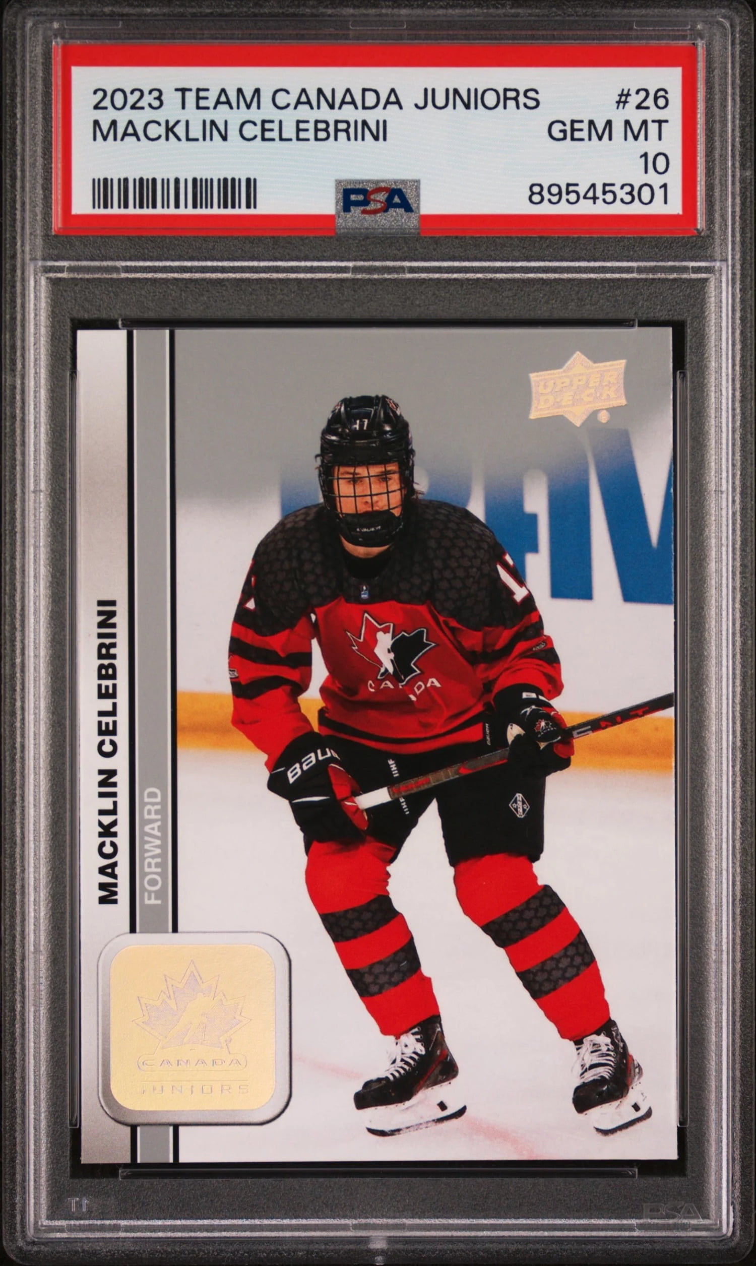 Graded 2023 Upper Deck Team Canada Juniors Macklin Celebrini #26 Rookie ...