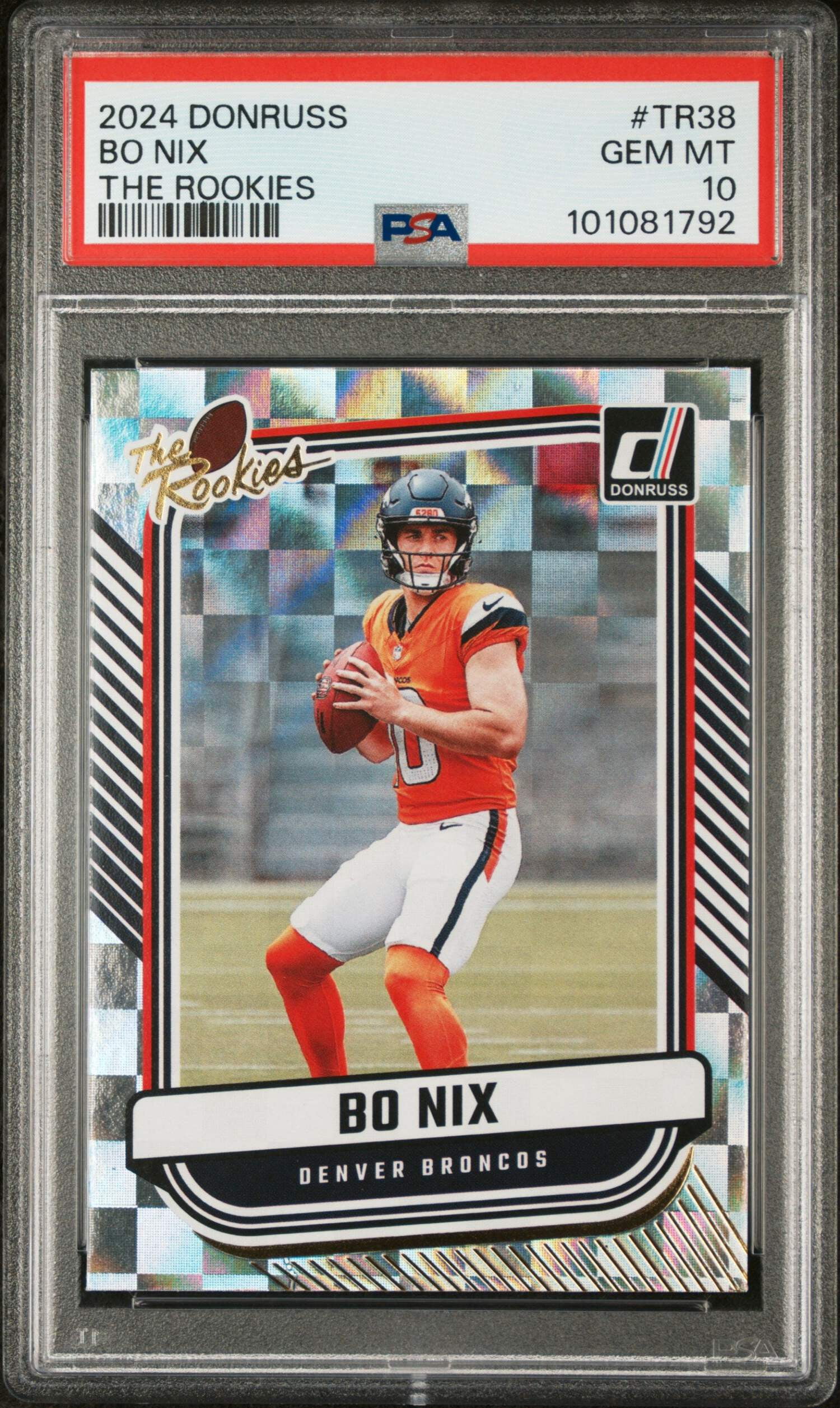 Graded 2024 Panini Donruss Bo Nix #TR38 The Rookies Rookie RC Football Card PSA 10 Gem Mint ...