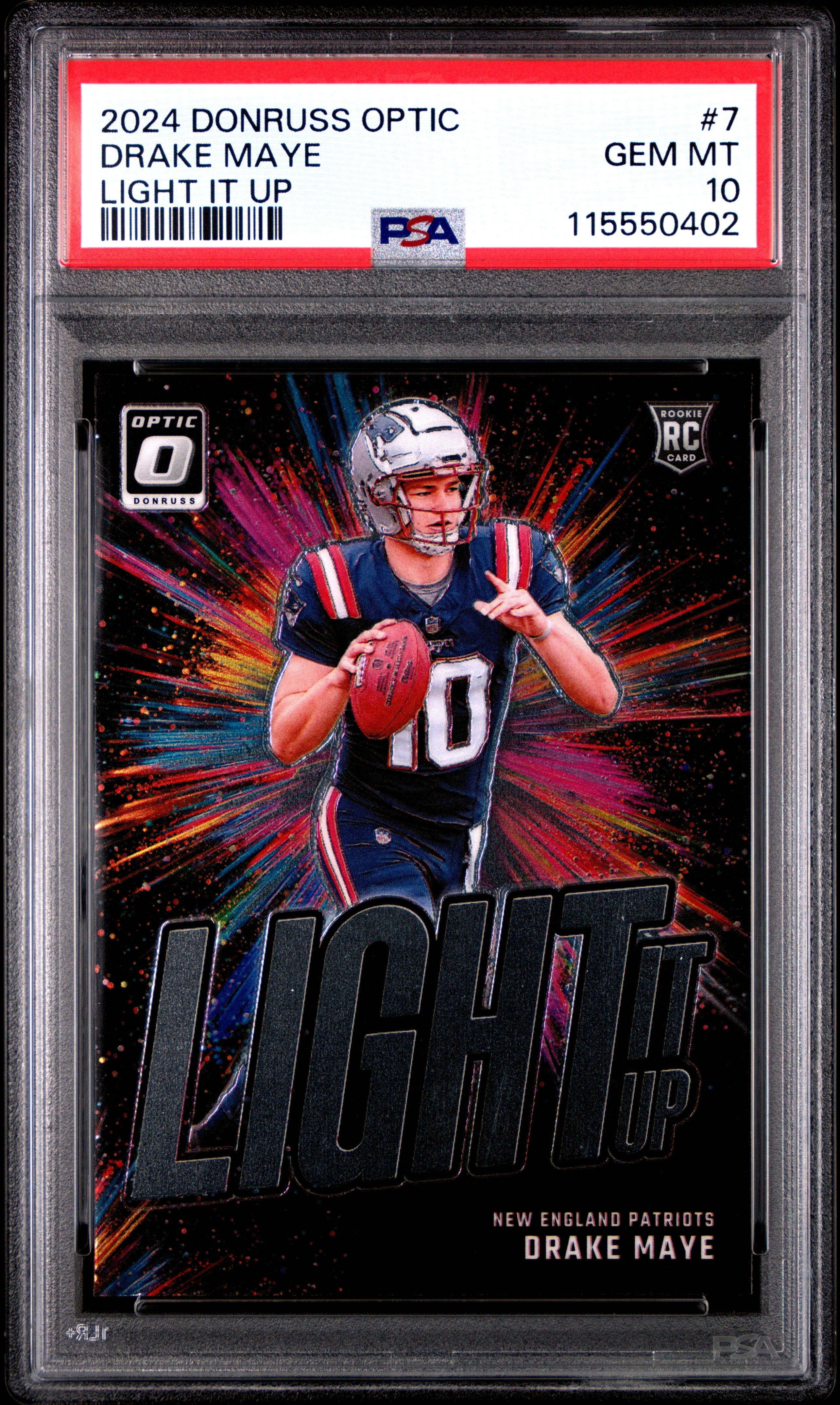 Graded 2024 Panini Donruss Optic Drake Maye #7 Light It Up Rookie RC ...