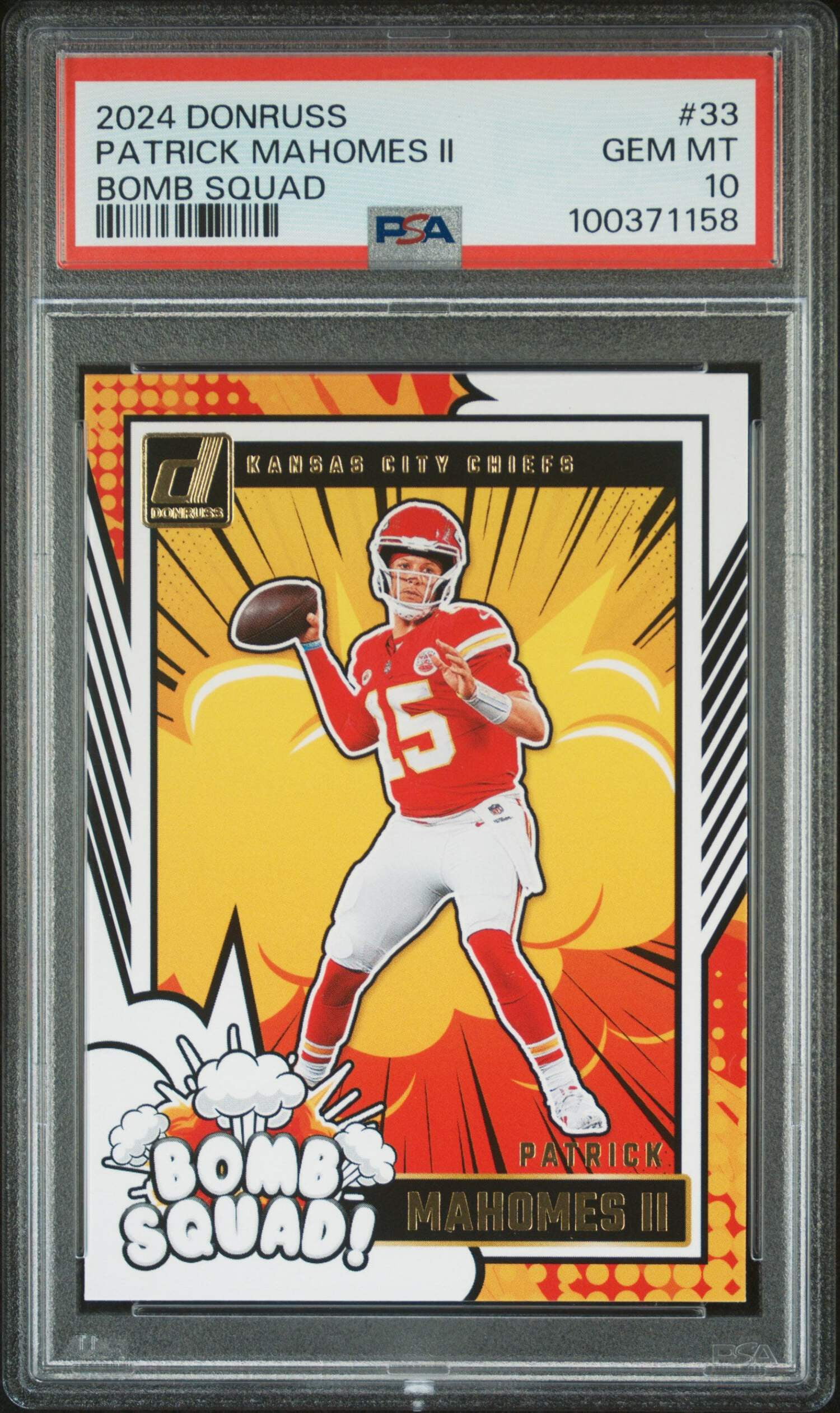 Graded 2024 Panini Donruss Patrick Mahomes II #33 Bomb Squad Football ...