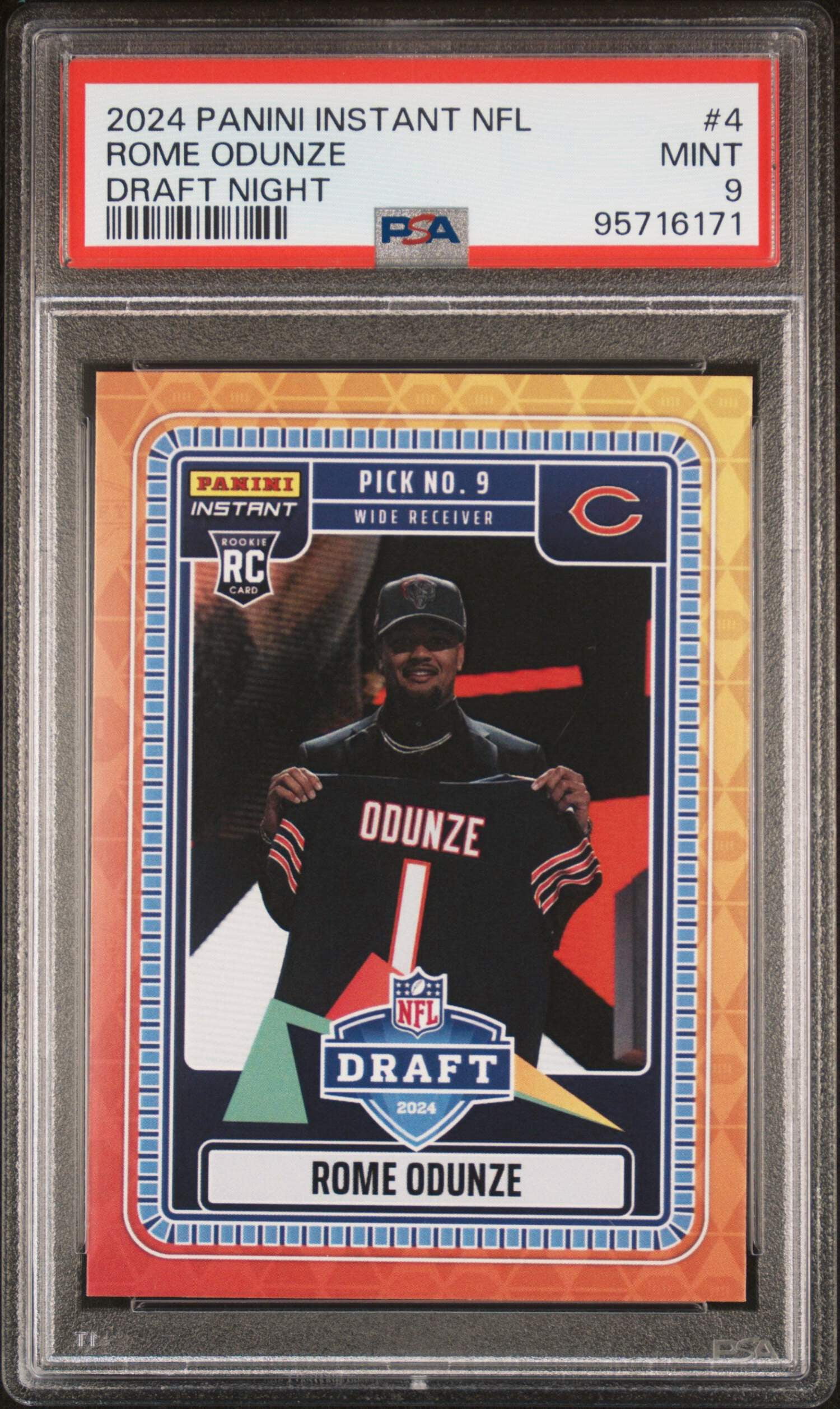 Graded 2024 Panini Instant NFL Rome Odunze #4 Draft Night Rookie RC ...