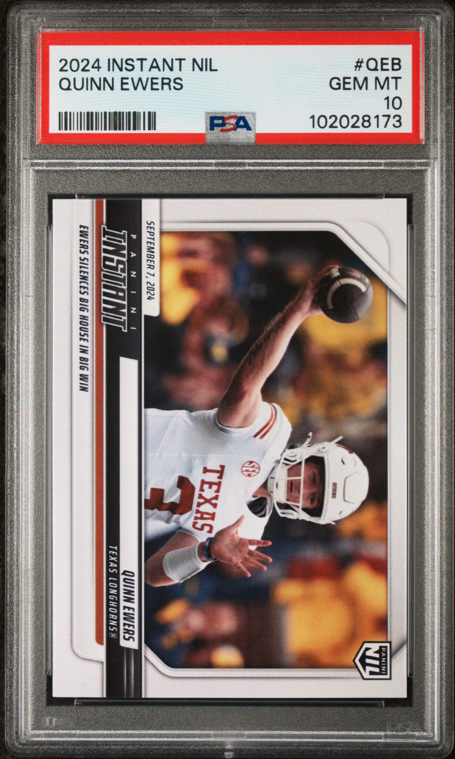 Graded 2024 Panini Instant NIL Quinn Ewers #QEB Rookie RC Football Card ...