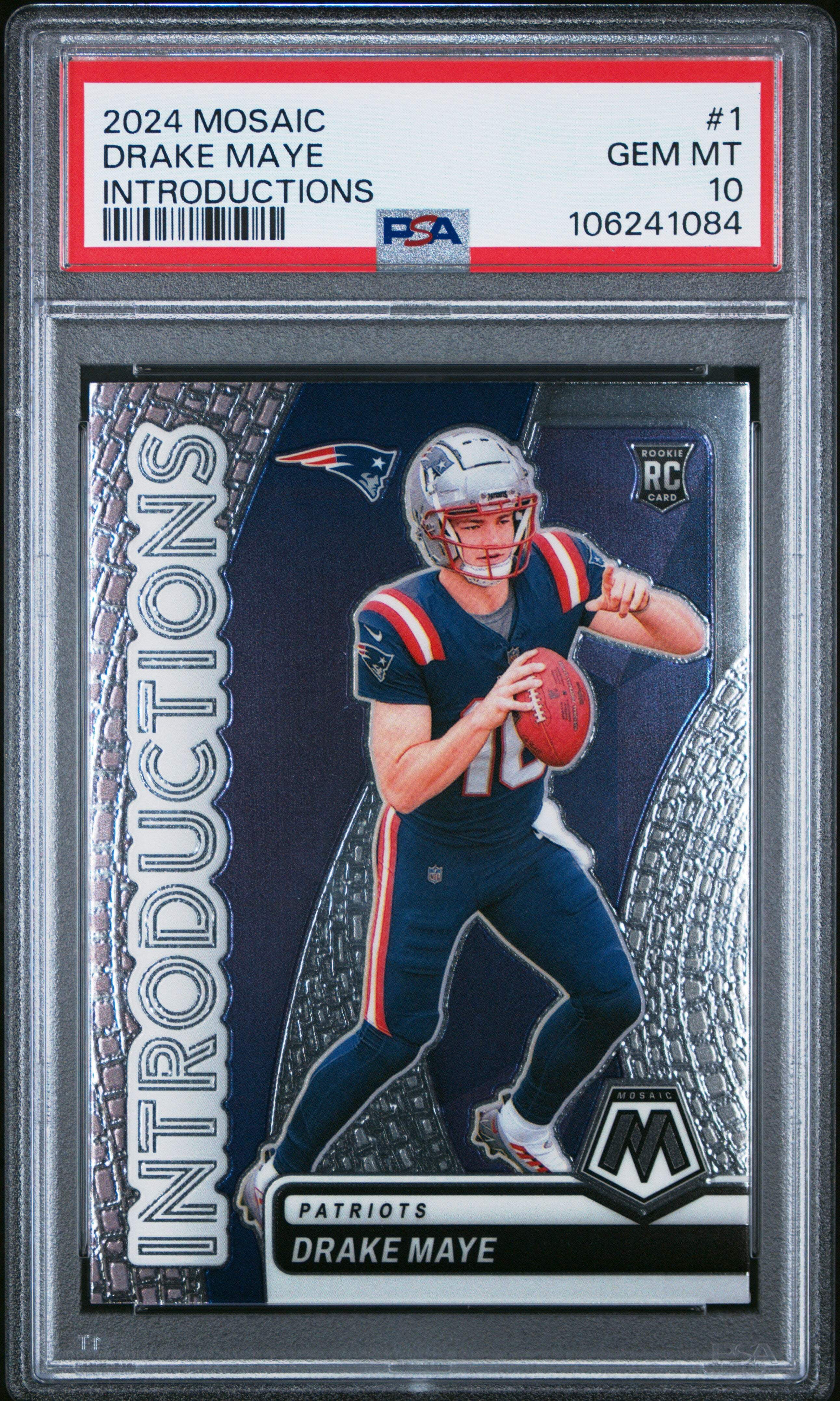Graded 2024 Panini Mosaic Drake Maye #1 Introductions Rookie RC ...