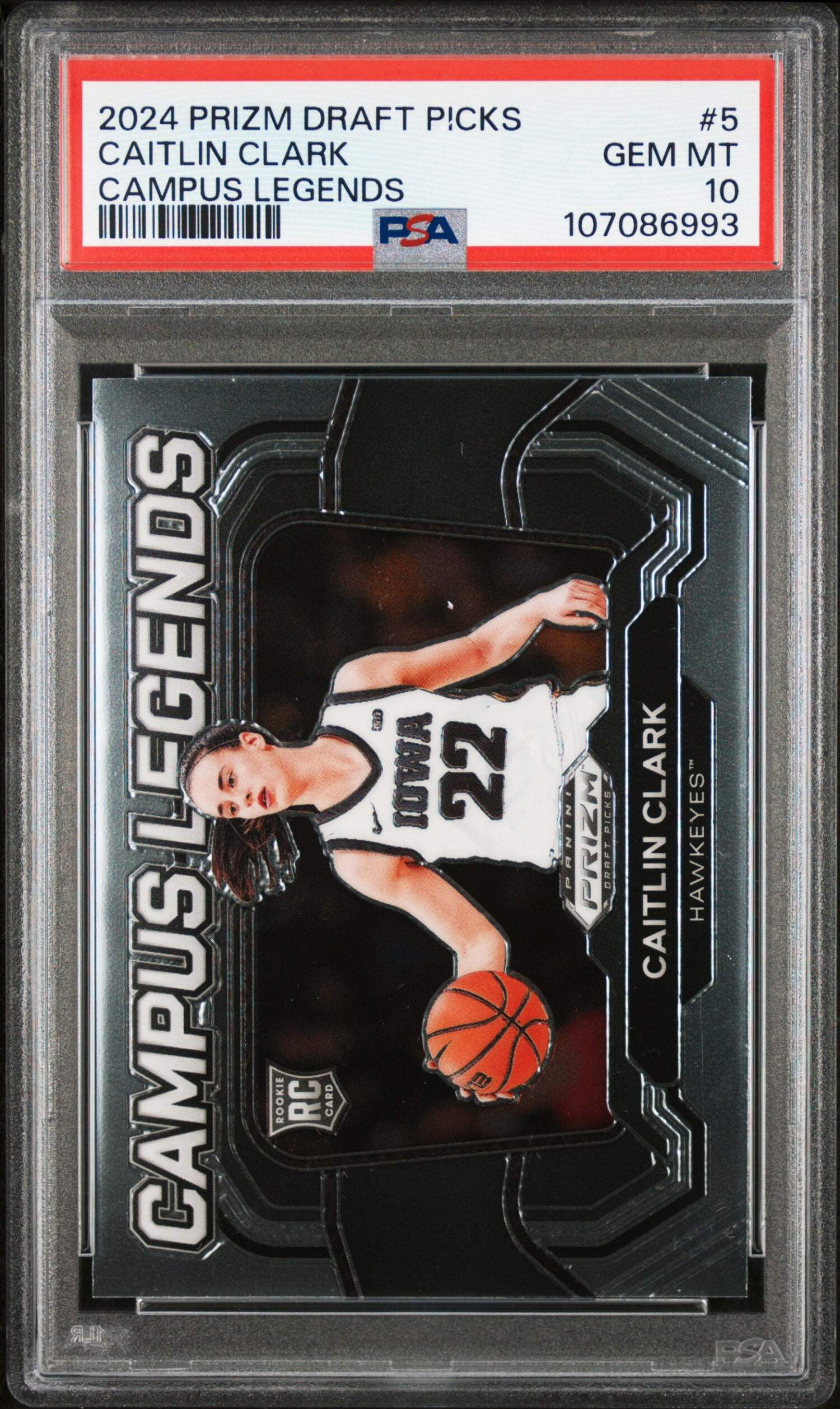 Graded 2024 Panini Prizm Draft Picks Caitlin Clark #5 Campus Legends ...