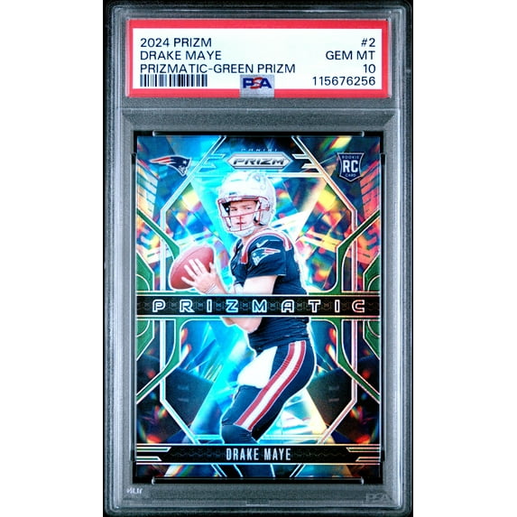 Graded 2024 Panini Prizm Drake Maye #2 Prizmatic Green Prizm Rookie RC ...