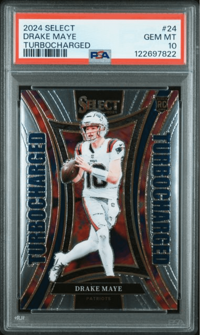 Graded 2024 Panini Select Drake Maye #24 Turbocharged Rookie RC ...