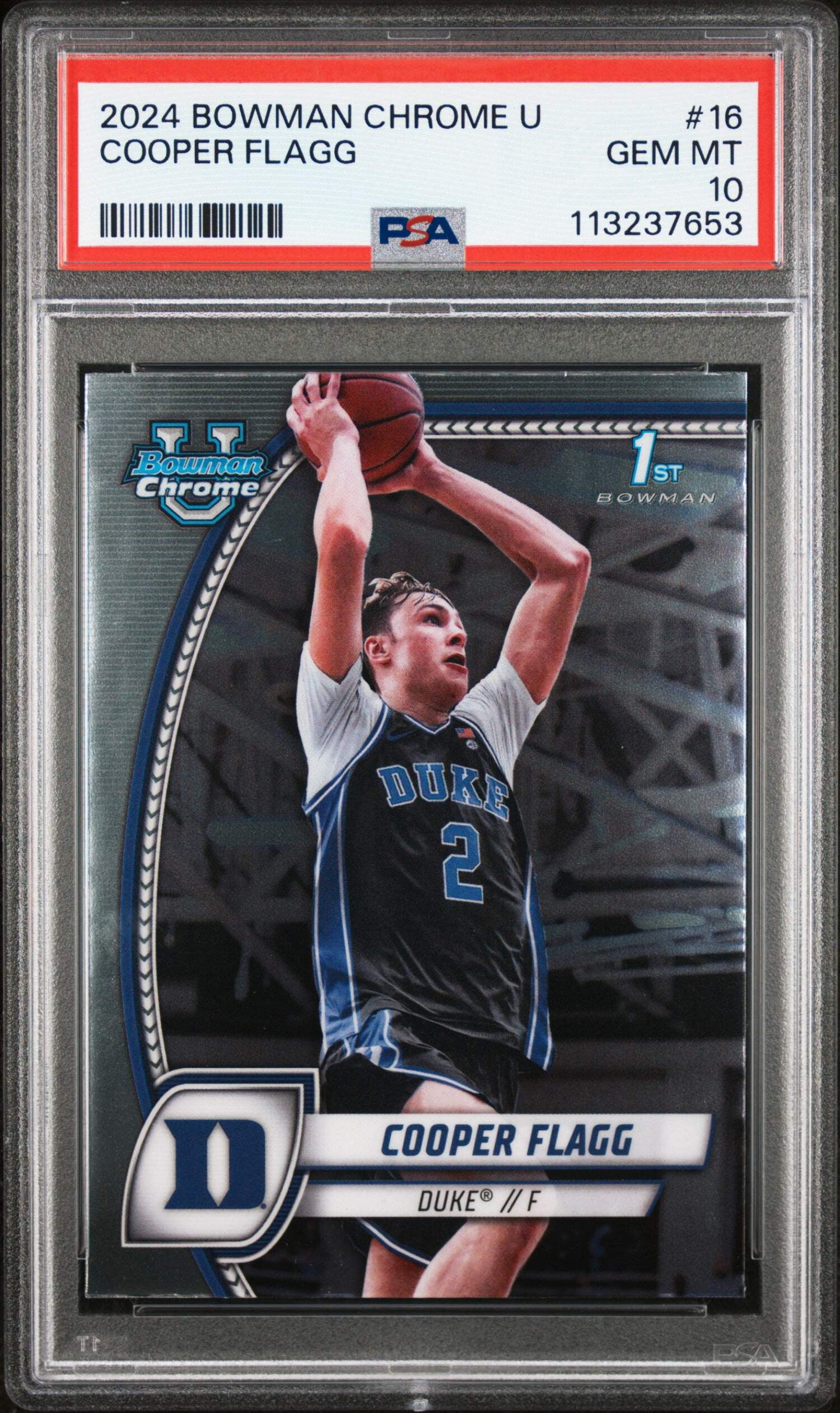 Graded 2024 Topps Bowman Chrome U Cooper Flagg #16 Rookie RC Basketball ...