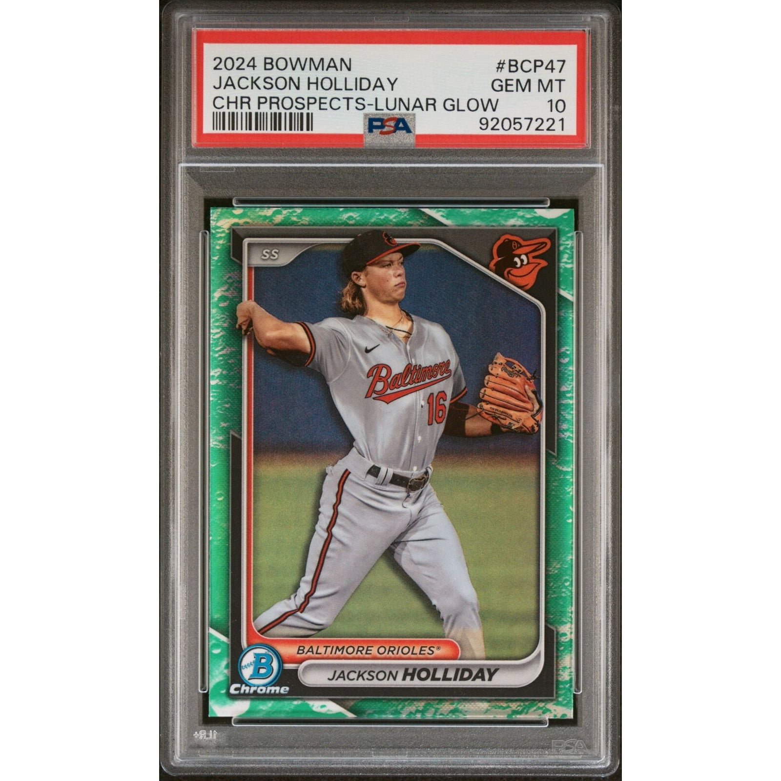 Graded 2024 Topps Bowman Jackson Holliday #BCP47 Lunar Glow Baseball ...