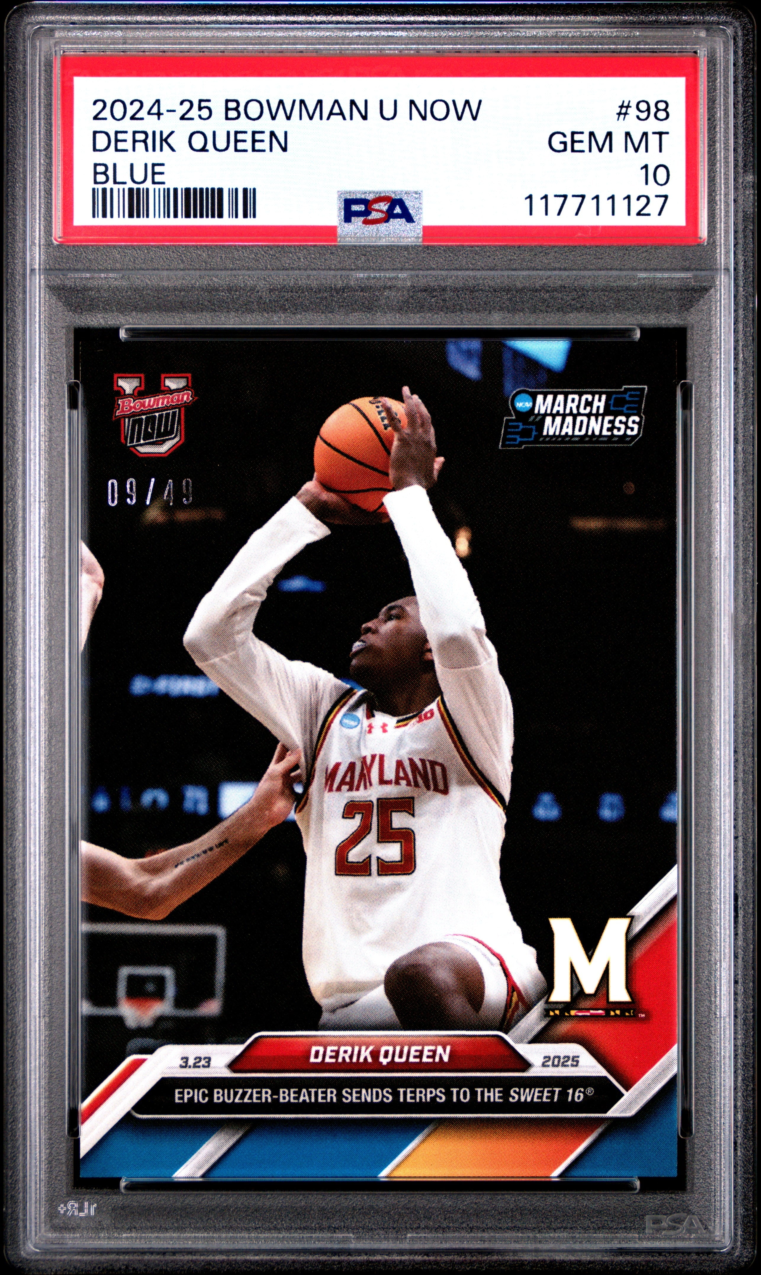 Graded 2024 Topps Bowman U Now Derik Queen #98 Blue /49 Rookie RC ...