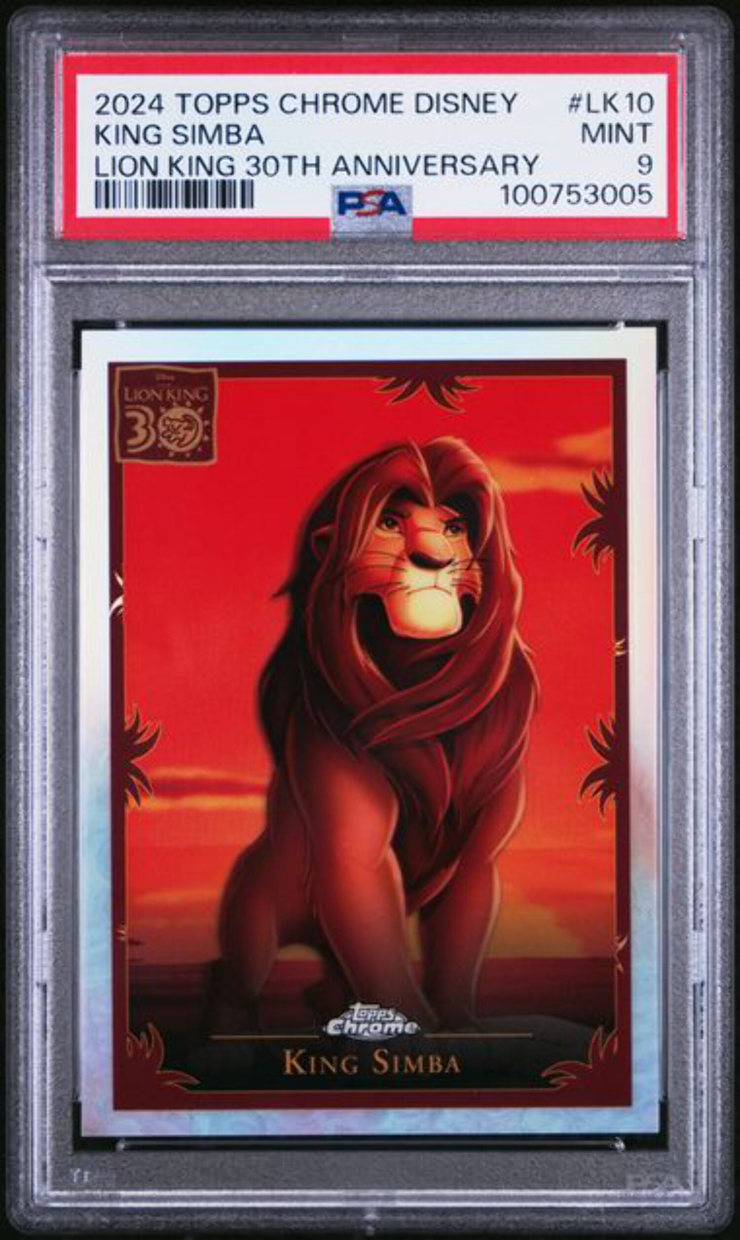 Graded 2024 Topps Chrome Disney Lion King 30th Anniversary King Simba #LK10 Card PSA 9 Mint ...