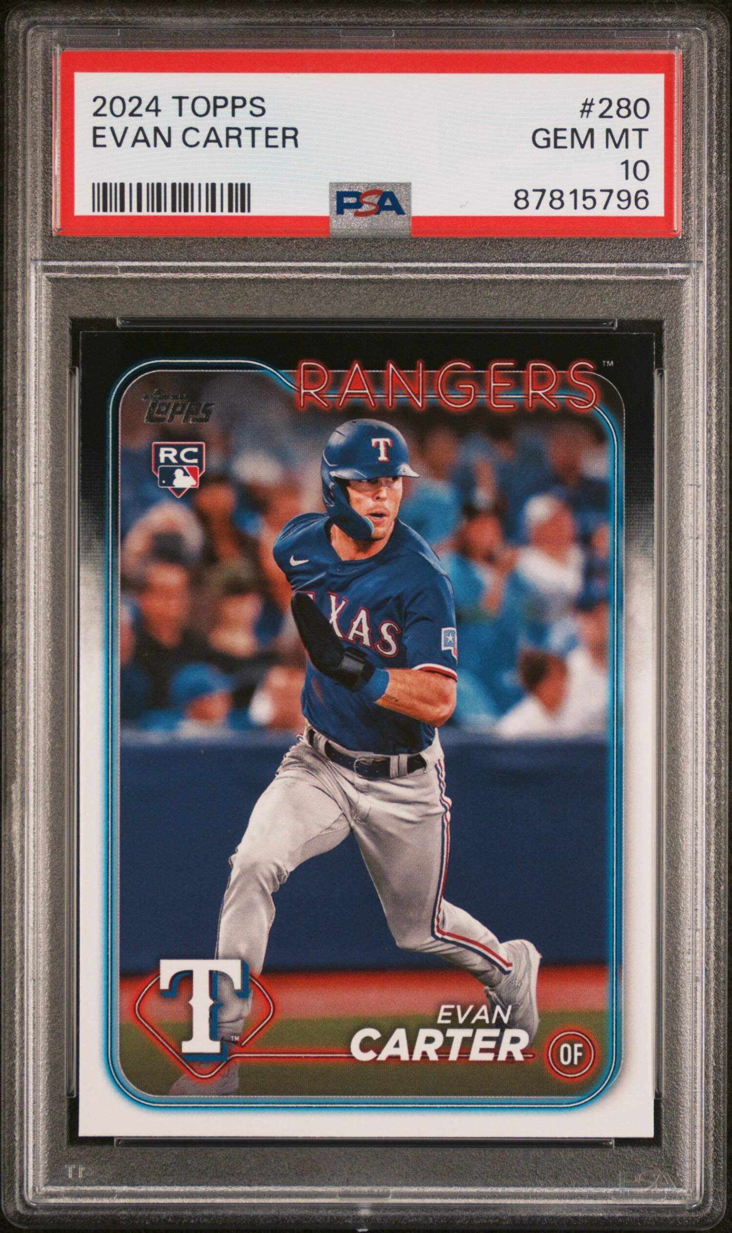 Graded 2024 Topps Evan Carter #280 Rookie RC Baseball Card PSA 10 Gem ...