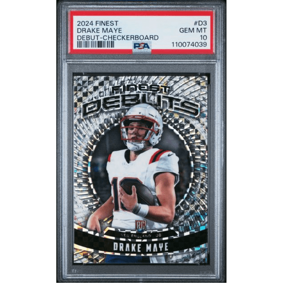 Graded 2024 Topps Finest Drake Maye #D3 Debut Checkerboard Rookie RC ...
