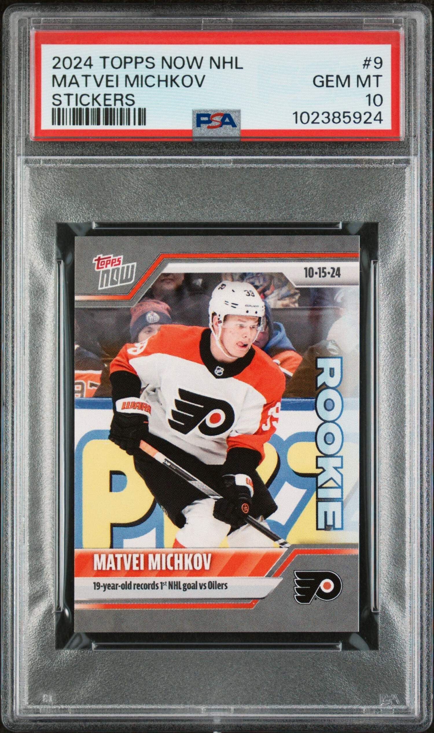 Graded 2024 Topps Now NHL Matvei Michkov #9 Stickers Rookie RC Hockey ...