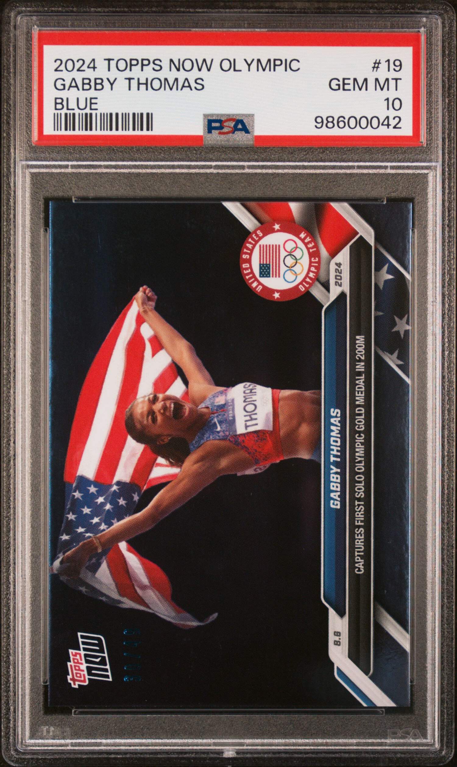 Graded 2024 Topps Now Olympic Gabby Thomas #19 Blue #/49 Track Field ...