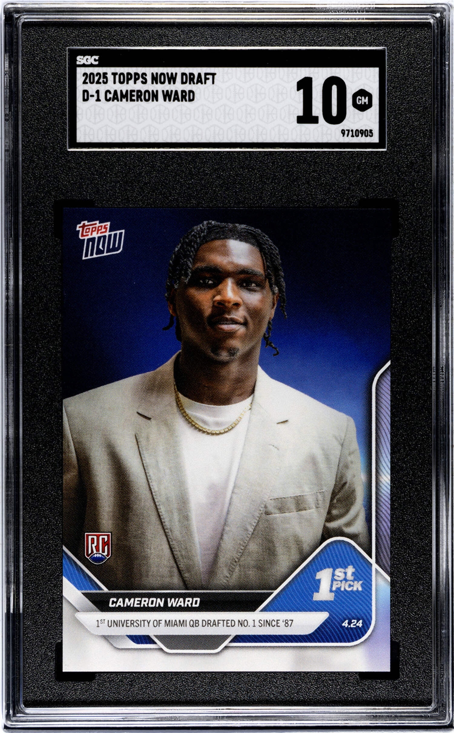 Graded 2025 Topps Now Cam Ward #D1 1st University of Miami QB Drafted ...