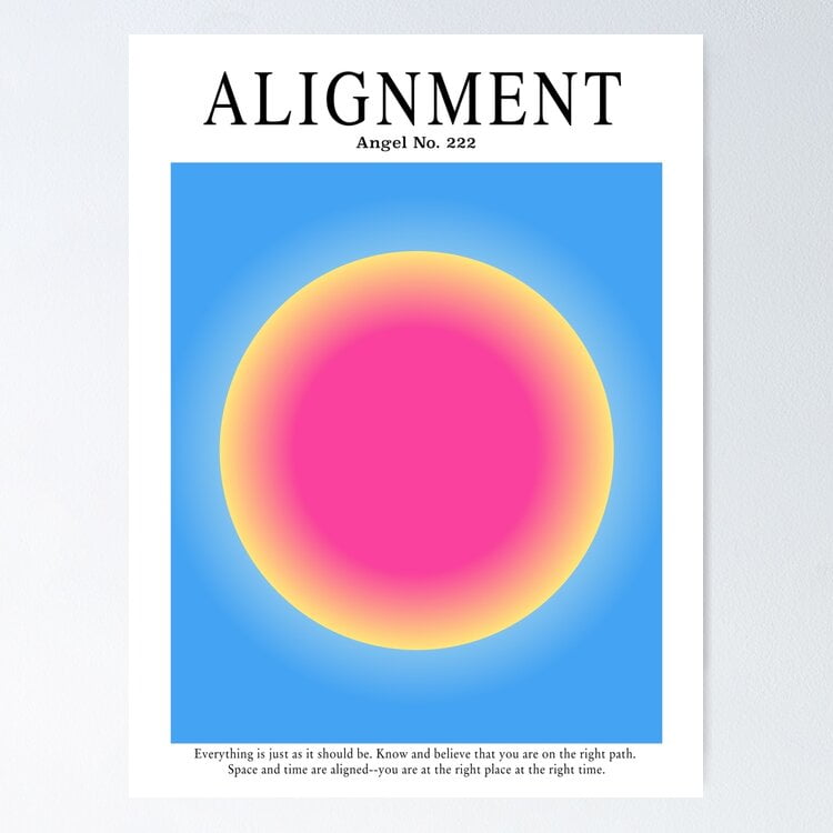 Gradient Angel Numbers: Angel Number 222 - Alignment UNFRAMED Poster ...