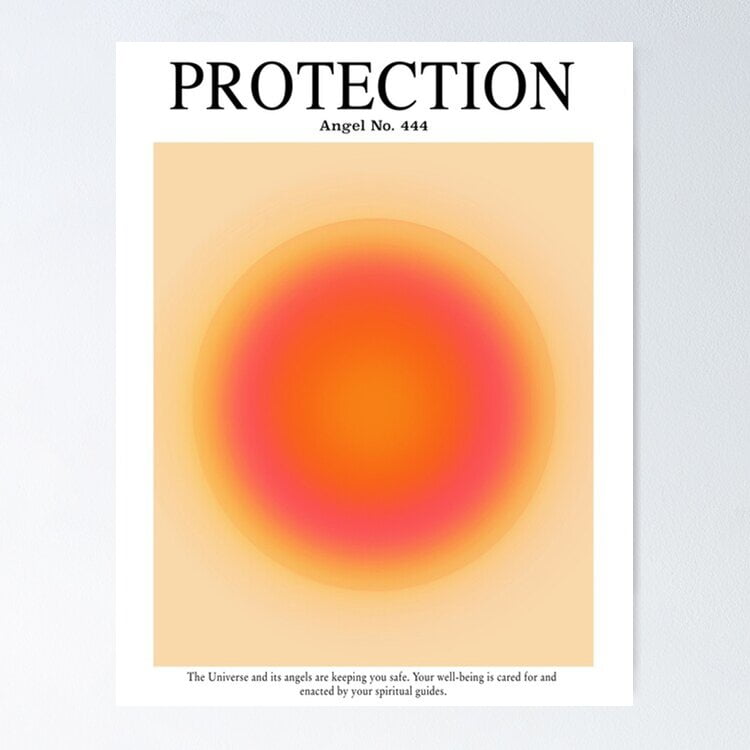 Gradient Angel Numbers - Angel Number 444 - Protection UNFRAMED Poster ...