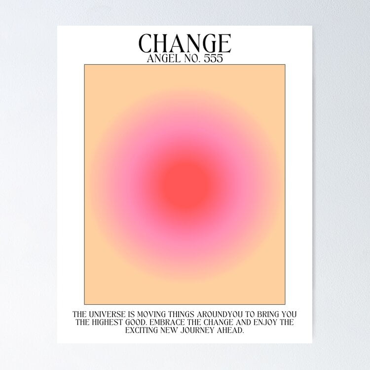 Gradient Angel Numbers: Angel Number 555 - Change UNFRAMED Poster ...