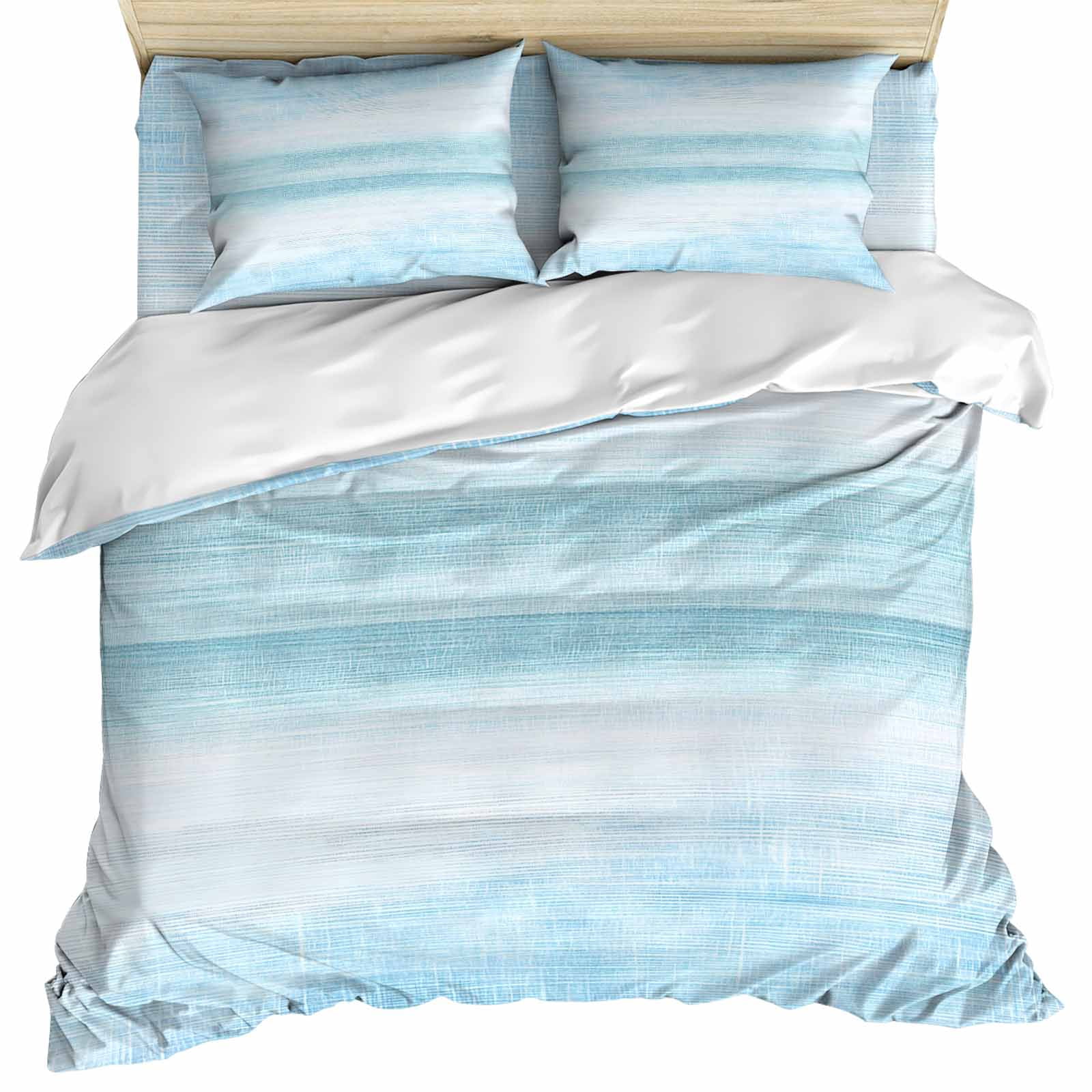 Gradient Aqua Blue Duvet Cover Set, Modern Rustic Minimalist Pastel ...