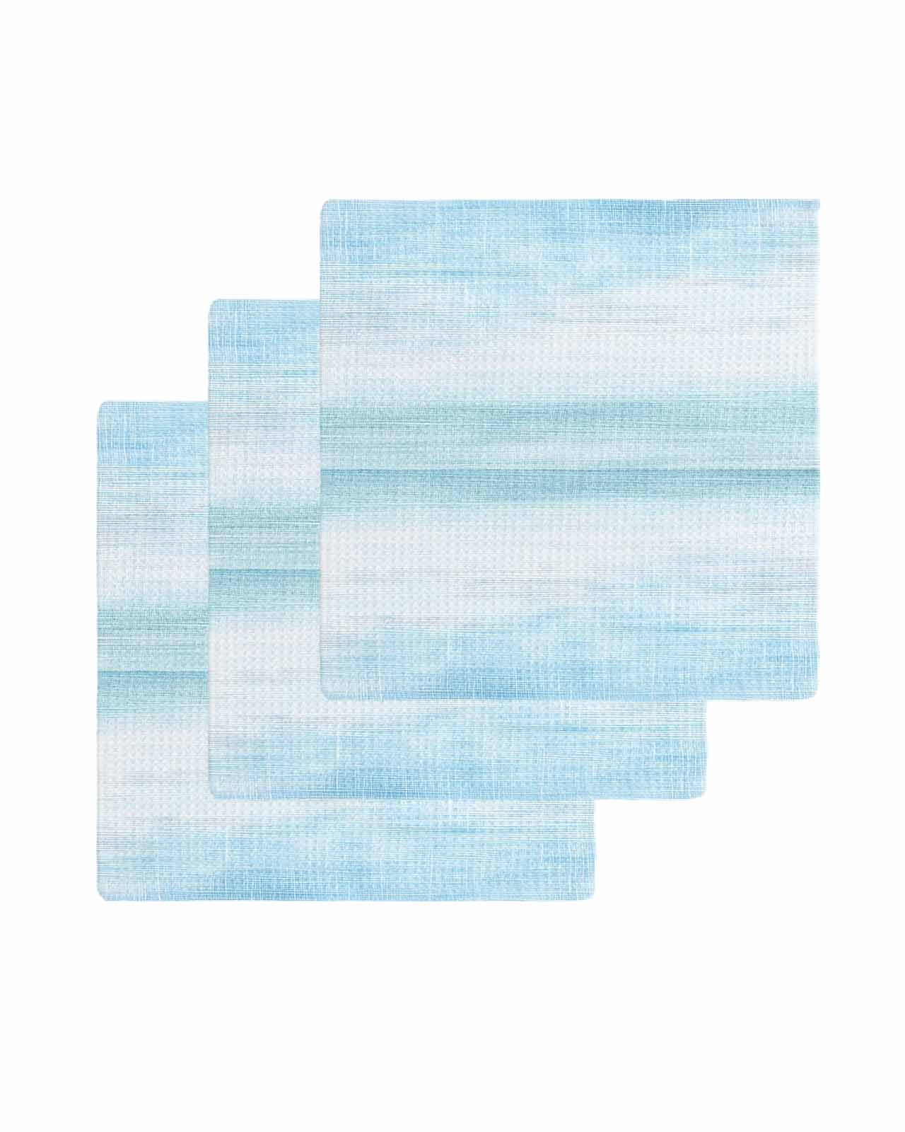 Gradient Aqua Blue Kitchen Dish Towels for Drying Dishes Set of 3, Modern Rustic Minimalist ...