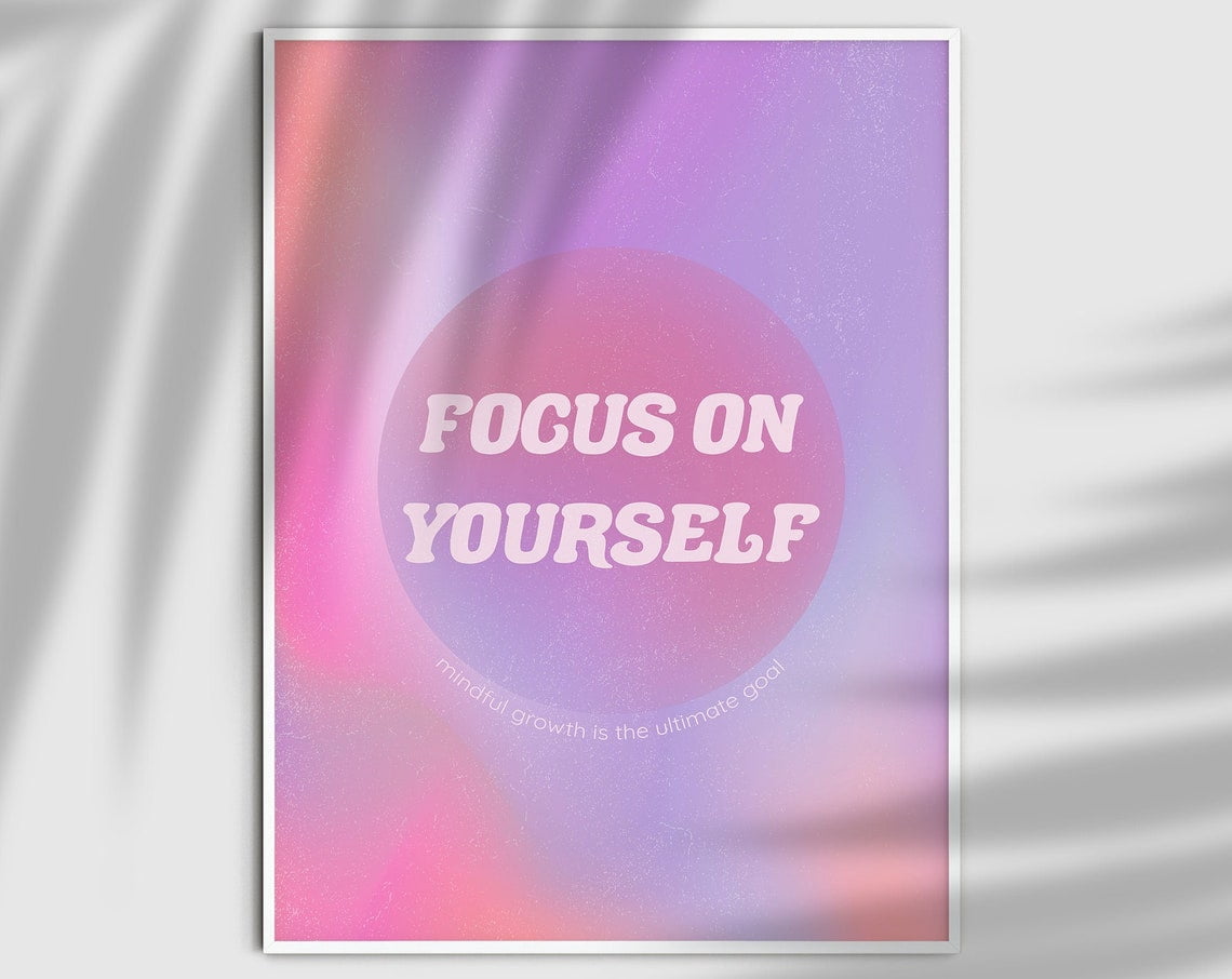 Gradient Art, Aura Poster, Mindful Quote, 70S Decor, Retro Gradient ...