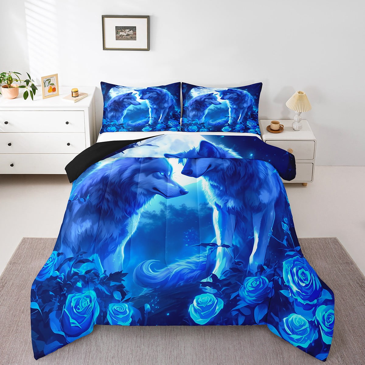 Gradient Aurora Bedding Comforter Sets,Wolf Wolves Comforter Set Teens ...