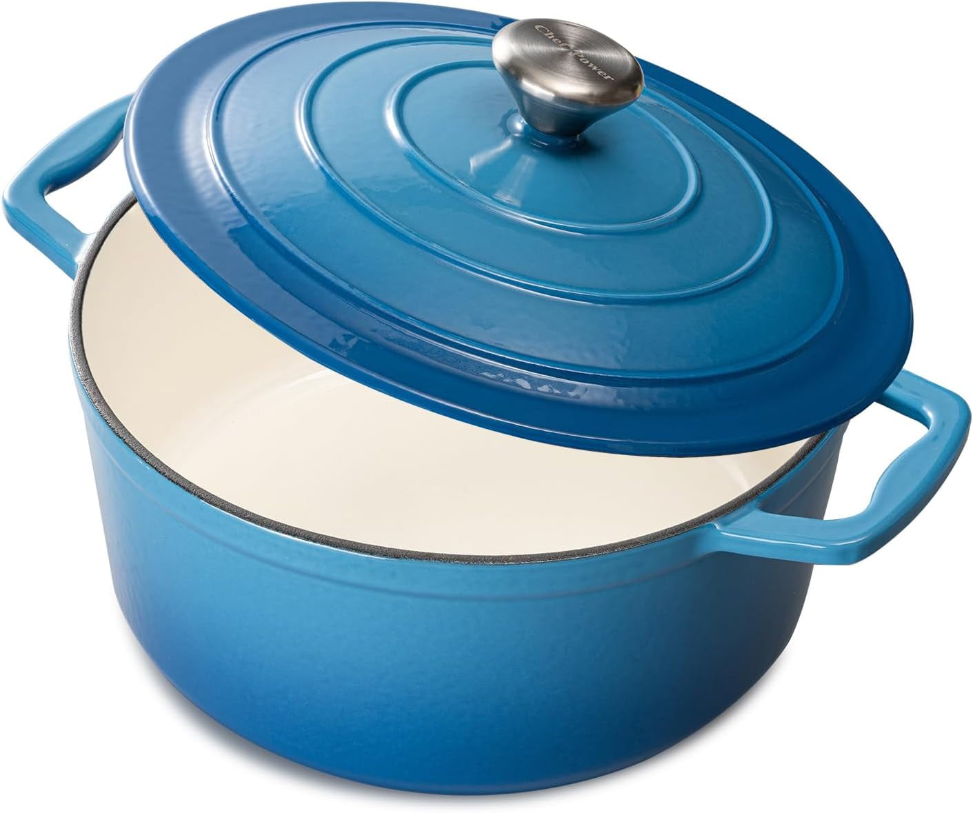 Gradient Blue Enameled Cast Iron Dutch Oven Pot with Lid 5QT, Heavy ...