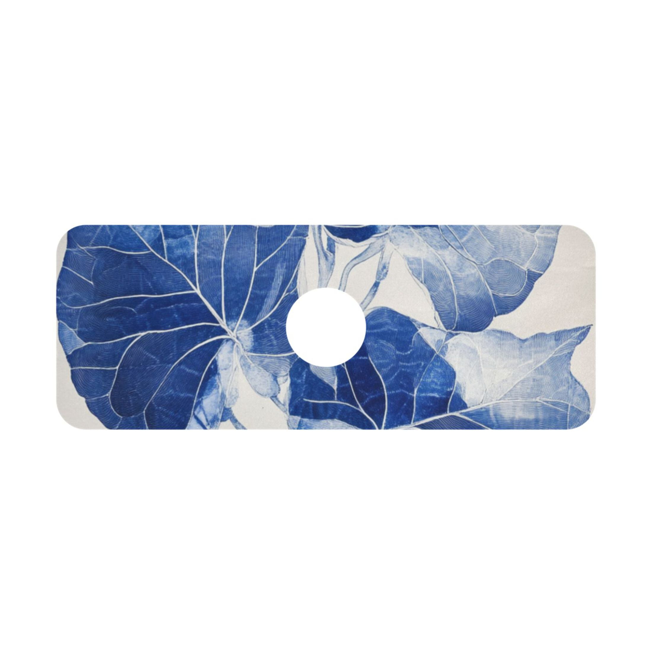 Gradient Blue Ficus Leaf Pattern Kitchen Sink Splash Guard, Silicone ...