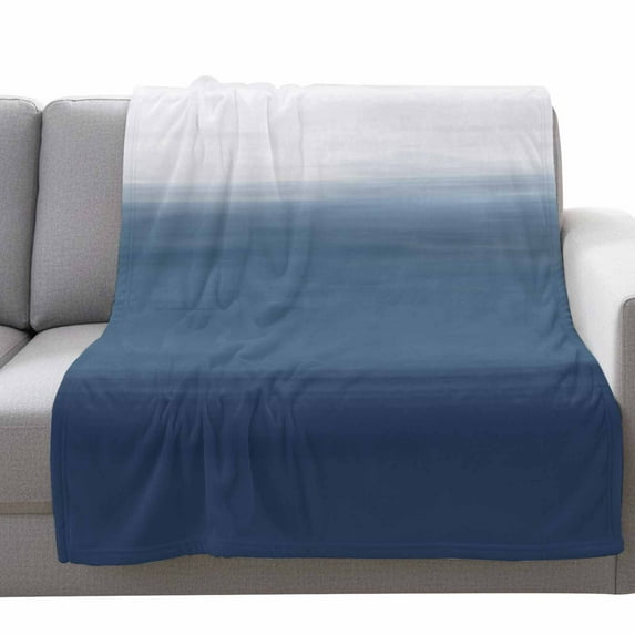 Gradient Blue Fleece Throw Blanket Lightweight Abstract Dark Blue White ...