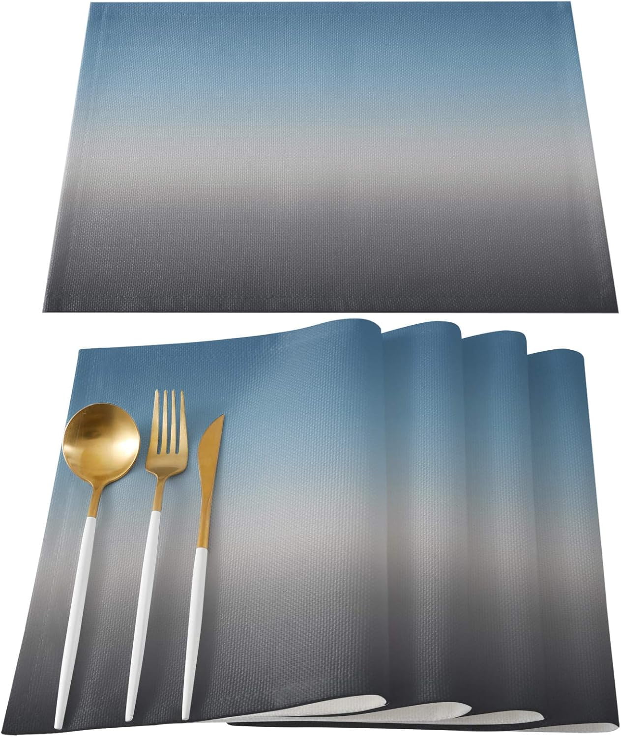 Gradient Blue Grey Abstract Art Placemats for Dinning Table Set of 6 ...