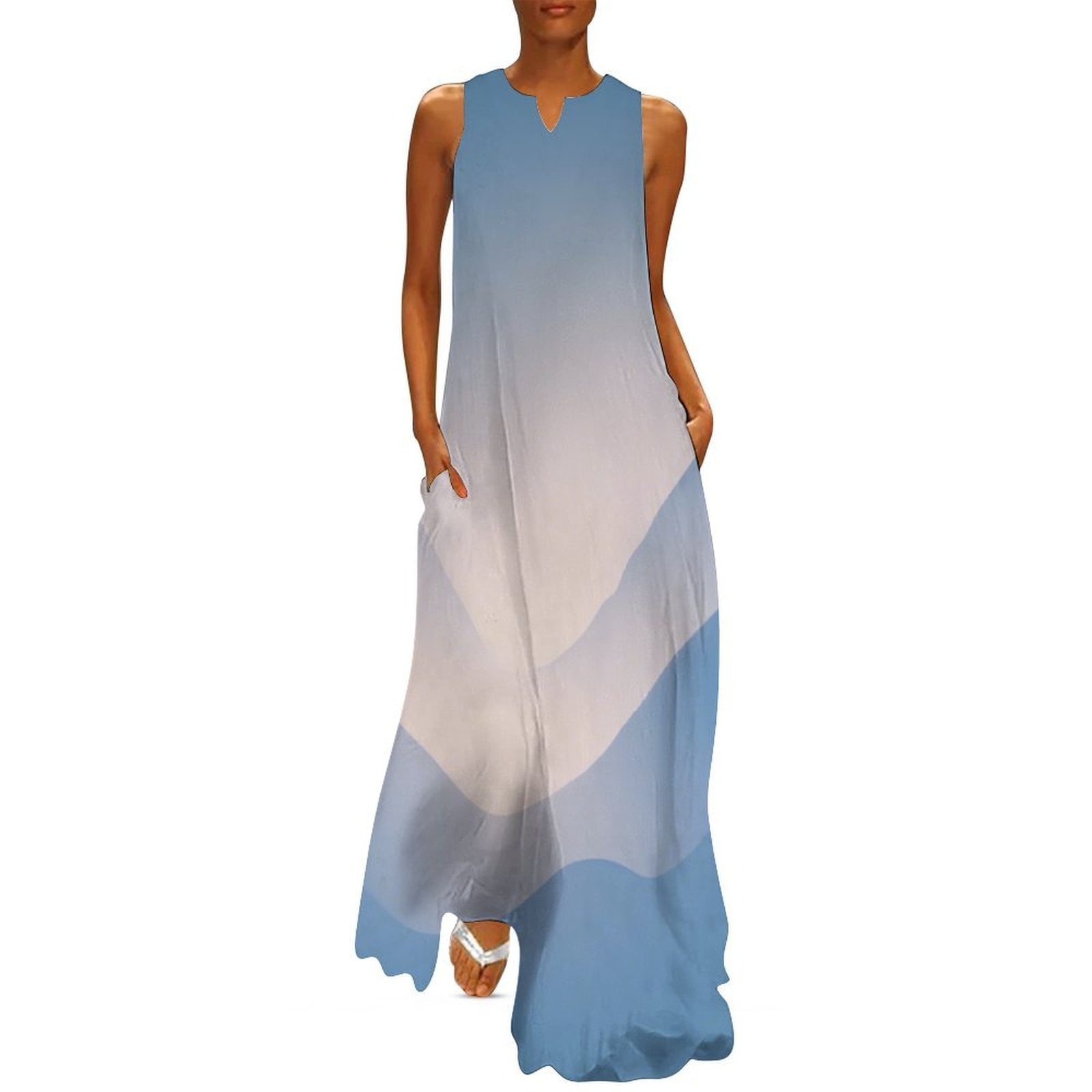 Gradient Blue Long Dress Luxury Woman Evening Dress Long Veiled Dresses ...