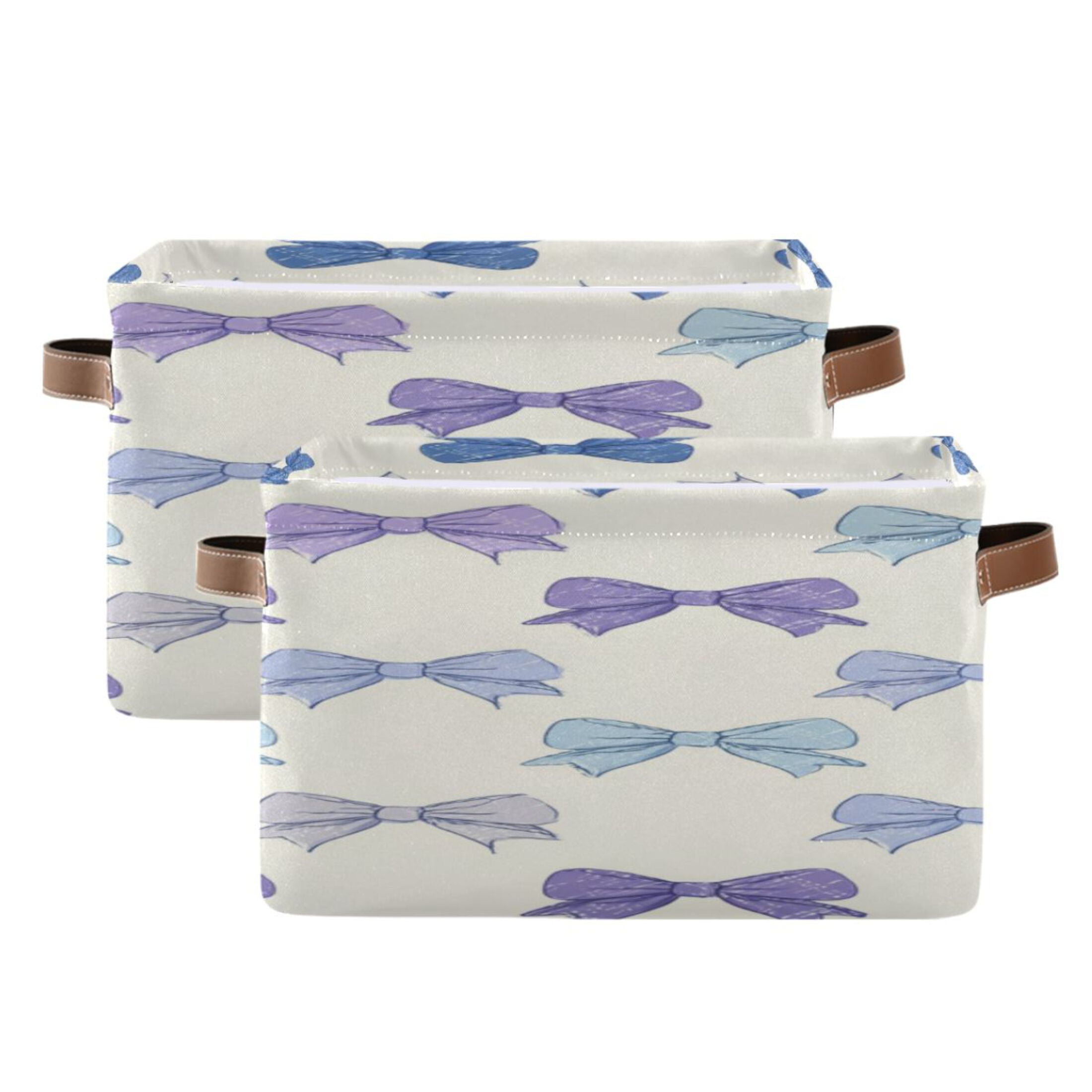 Gradient Blue Purple Bows Square Storage Bins with Handles Collapsible ...