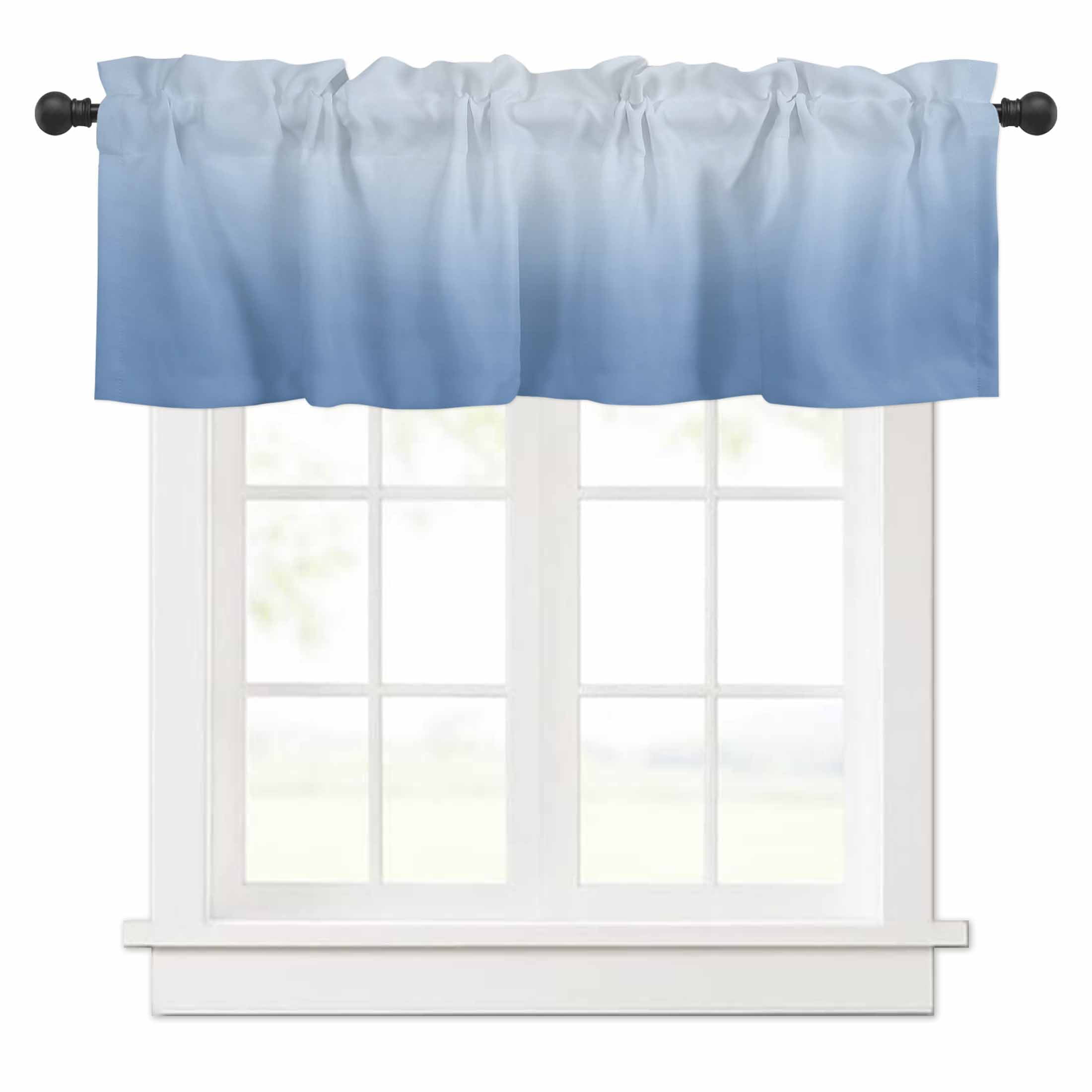 Gradient Blue Valances for Windows Solid Simple Style Monochrome ...