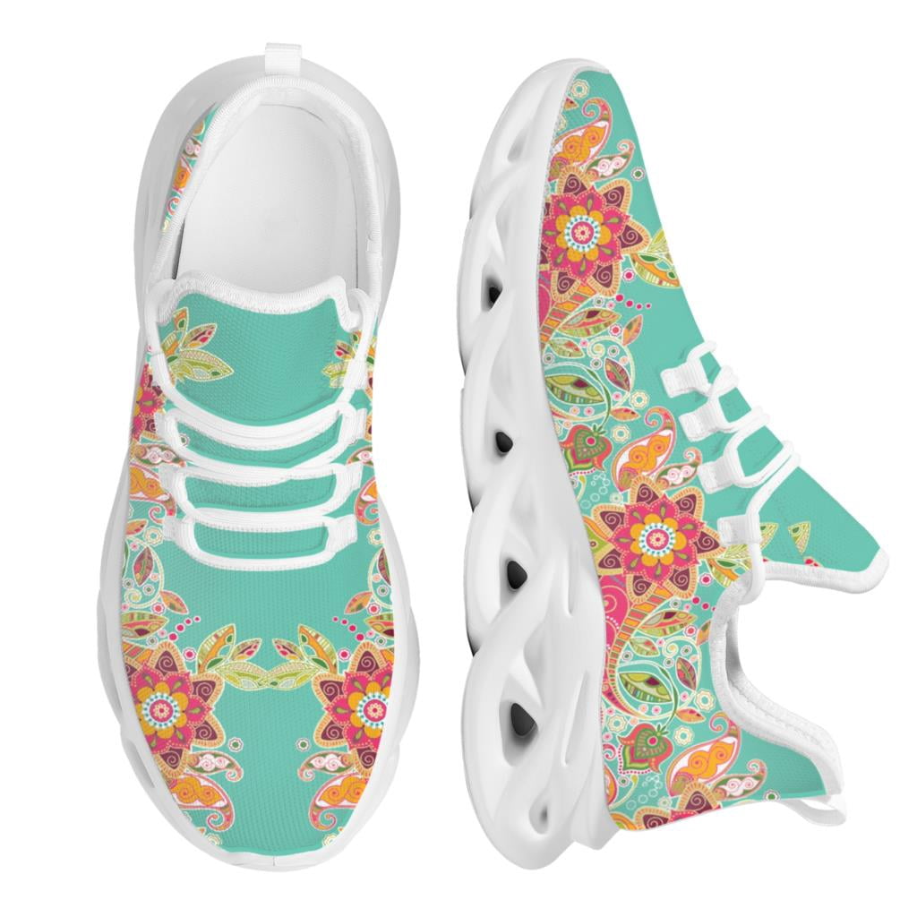 Gradient Bohemian Floral Design Kint Shoes for Women Platform Sneakers ...