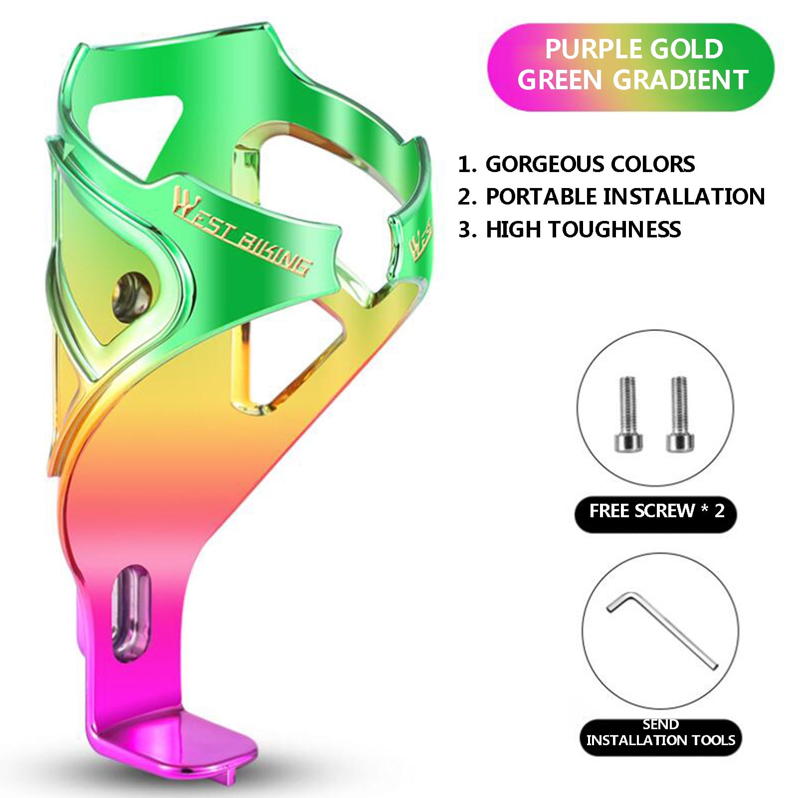Gradient Bottle Cage Bike Pc Colorful Water Cup, Metal Rolling Cart ...