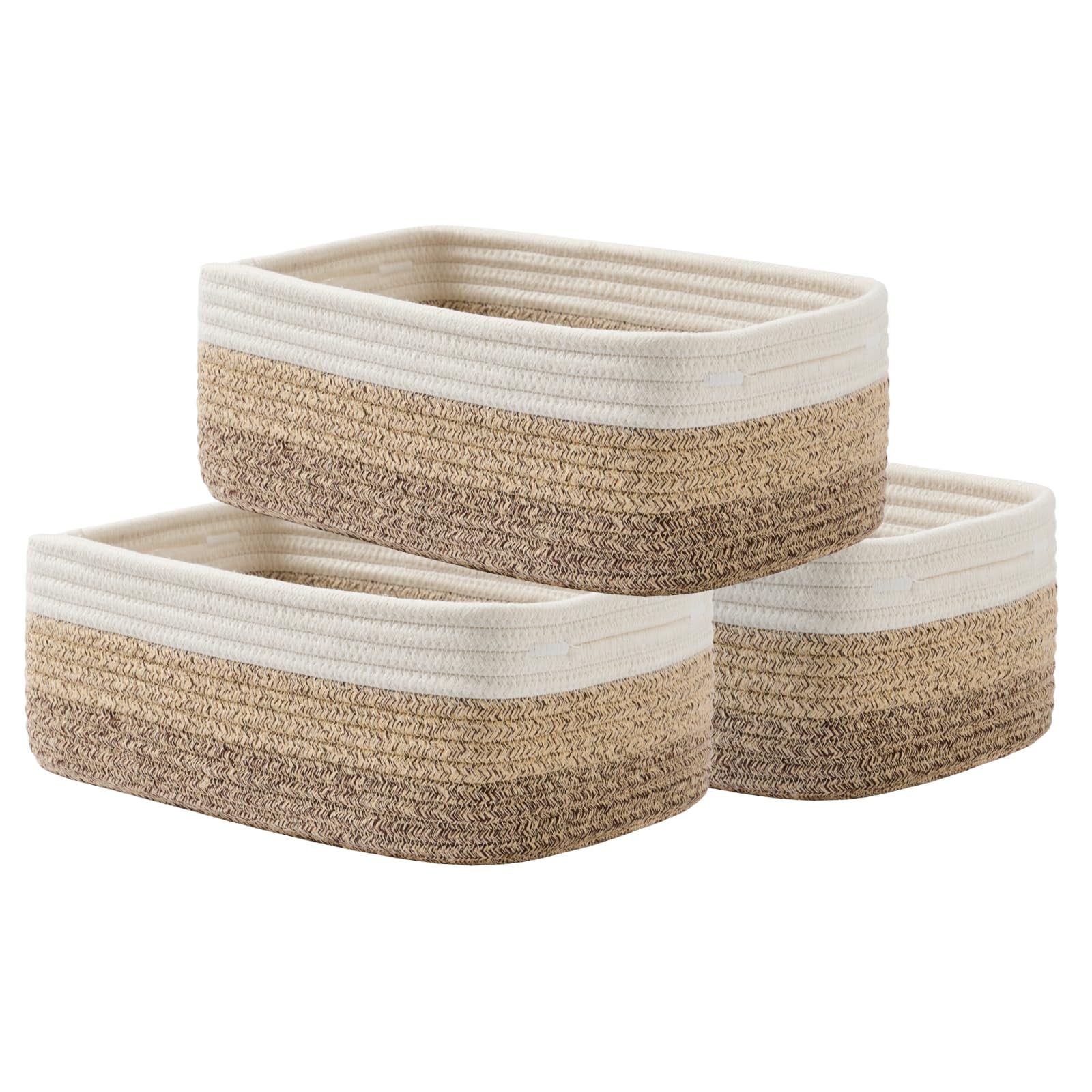 Gradient Brown 12"L x 8"W x 4.5"H Woven Storage Baskets, 3 Pack ...