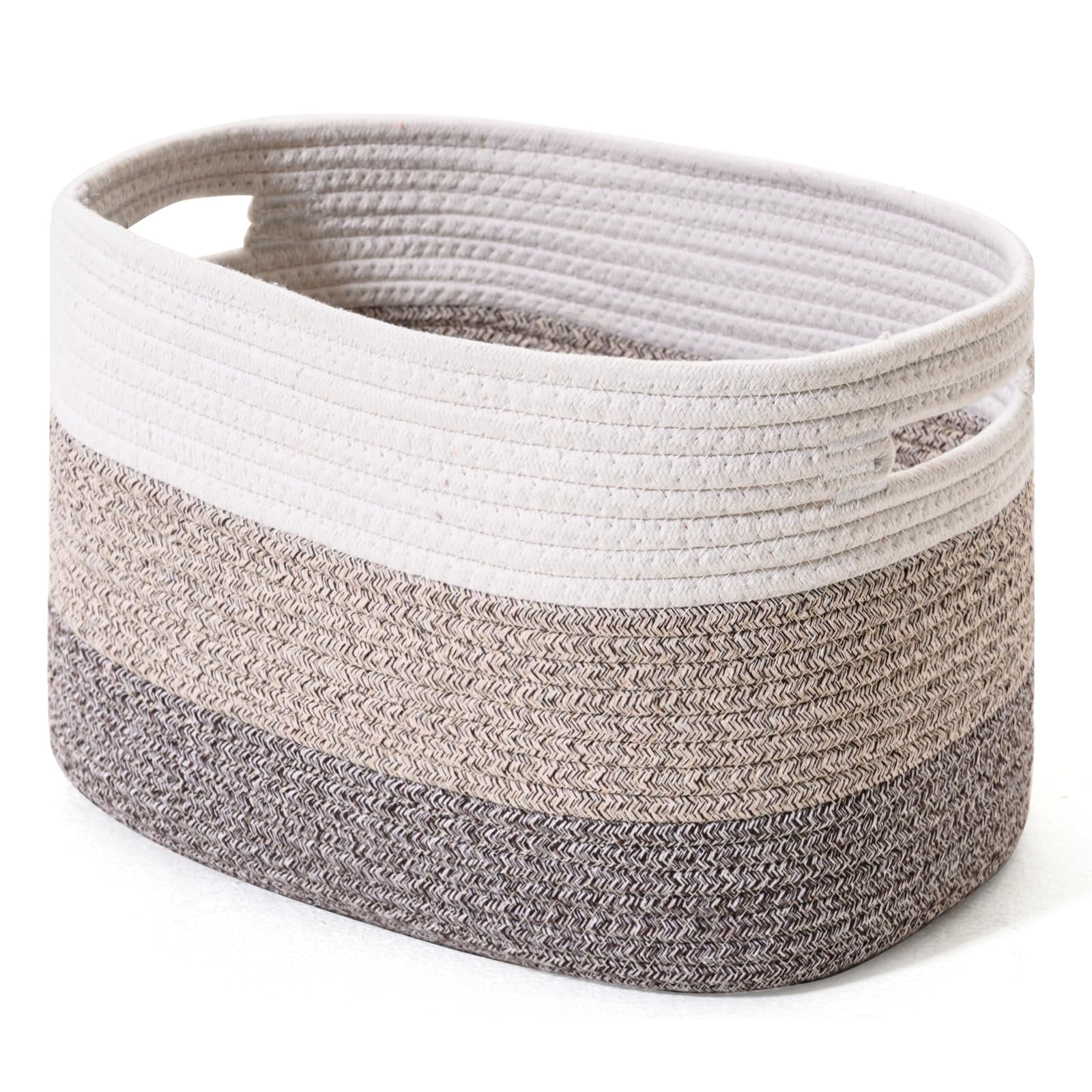 Gradient Brown Large Woven Cotton Rope Storage Basket for Books, Toys ...