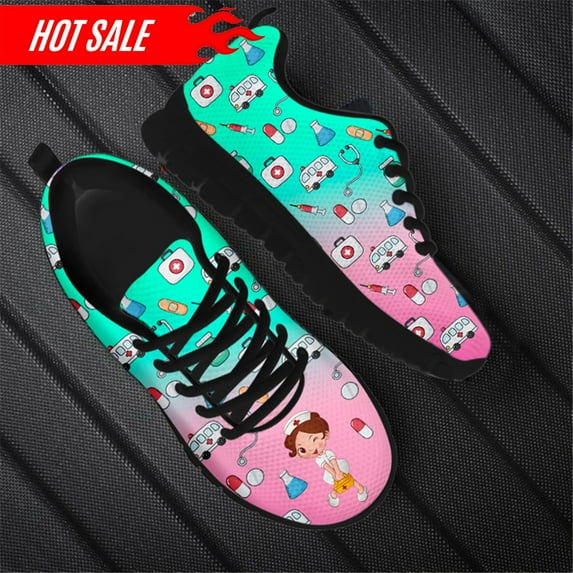 Gradient Cartoon Nurse Doctor Brand Design Mesh Flat Sneakers Spring ...