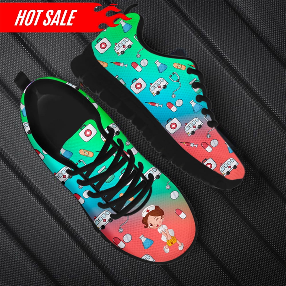 Gradient Cartoon Nurse Doctor Brand Design Mesh Flat Sneakers Spring ...