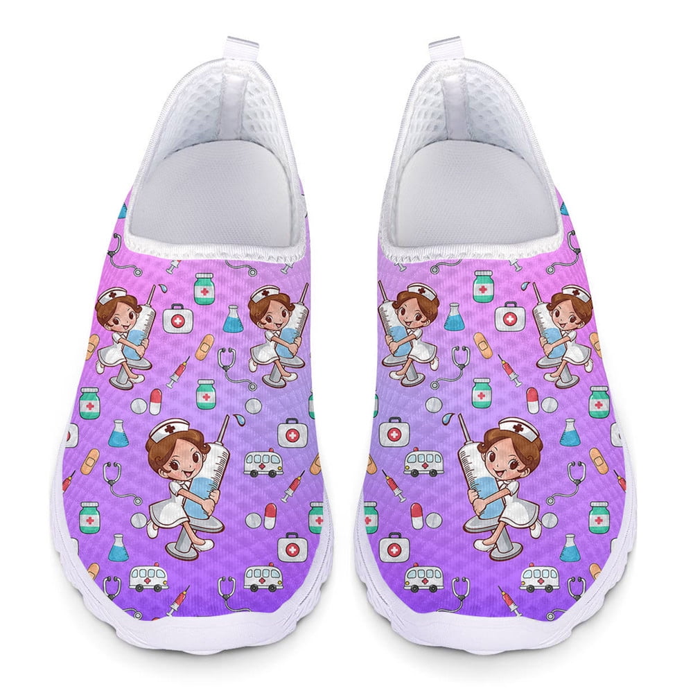 Gradient Cartoon Nurse Premium Sketch Print Loafers Women Casual Shoes ...